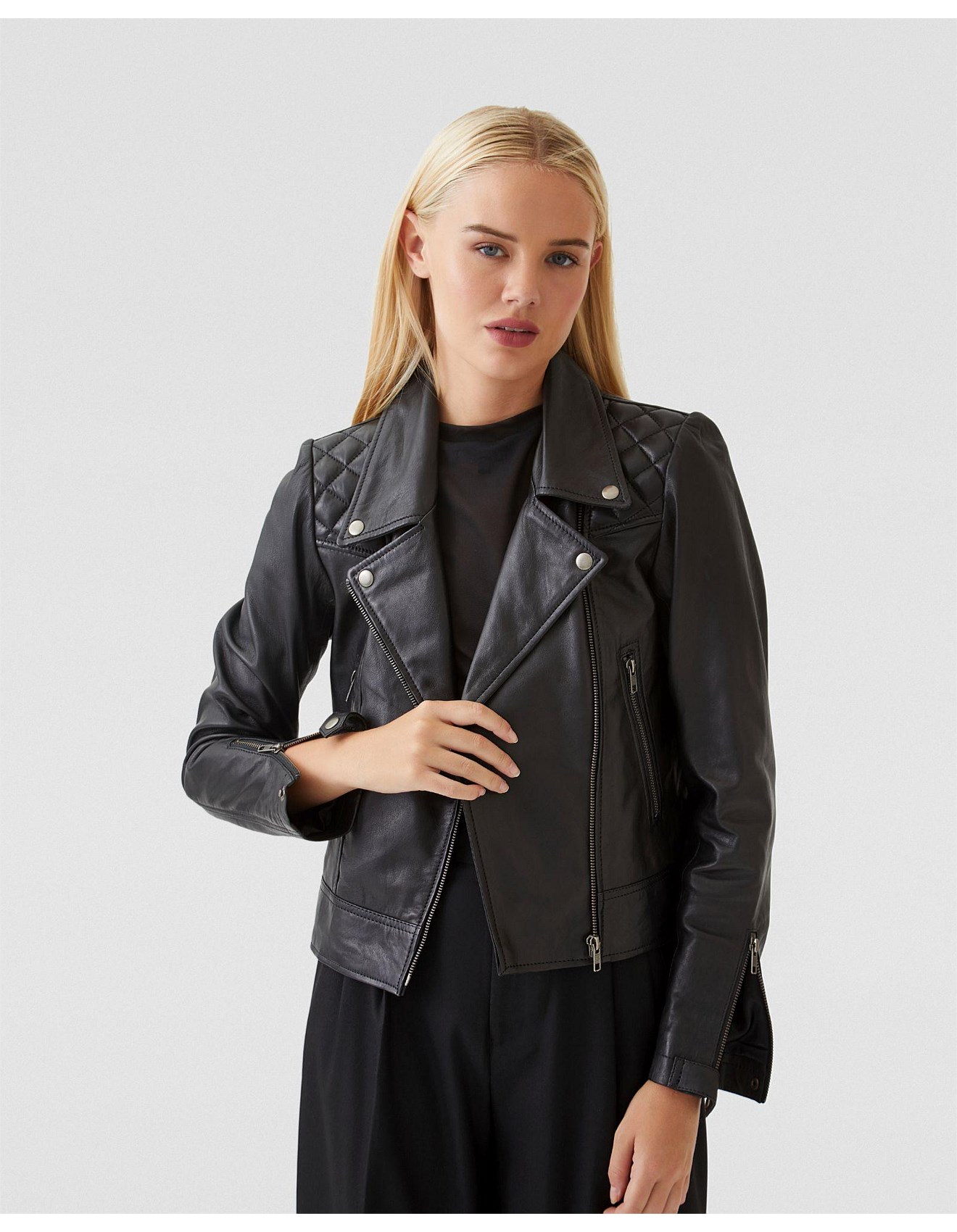 Oxford Emma Biker Leather Jacket | David Jones