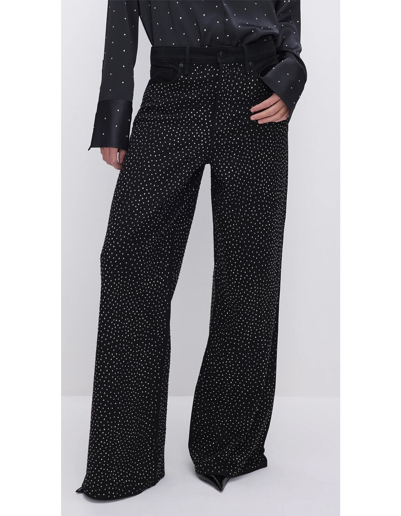 Good American Sparkle Relaxed Wide Leg Jean | David Jones