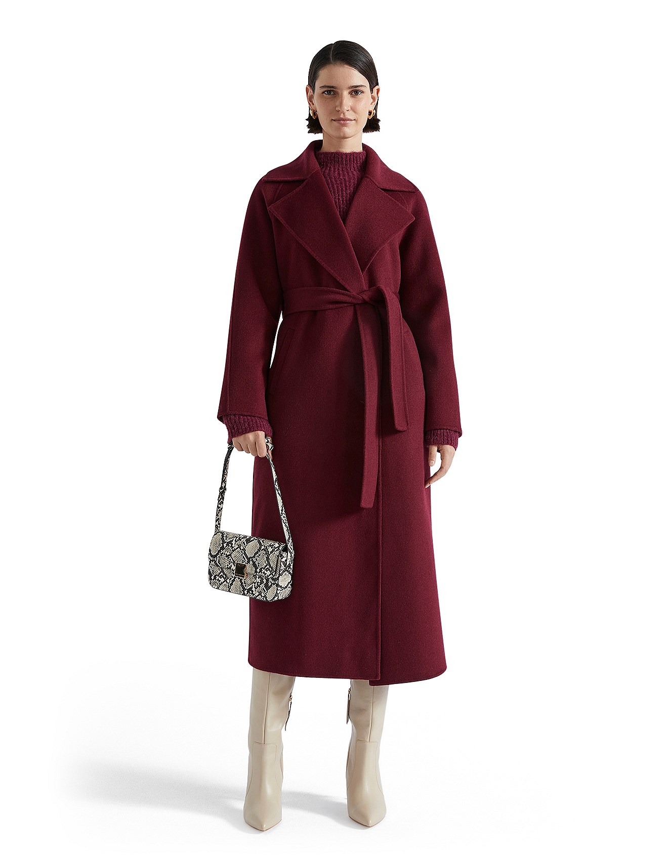 Seed Heritage Wool Blend Tie Coat | David Jones