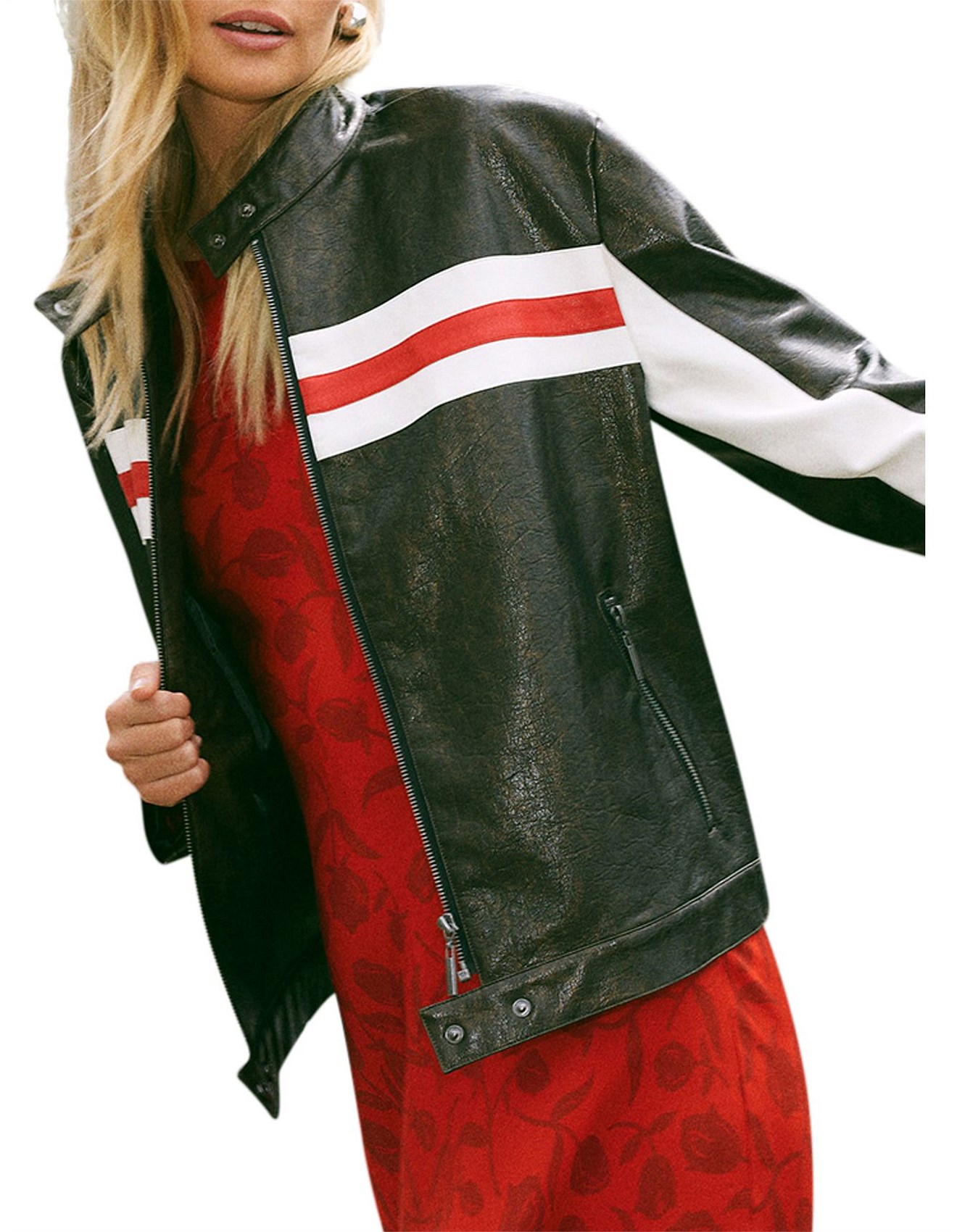 Kitri Ada Vinyl Biker Jacket | David Jones