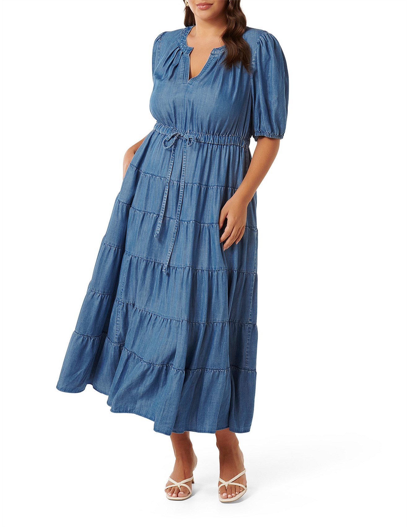 Forever New Gabbie Curve Tiered Midi Dress | David Jones