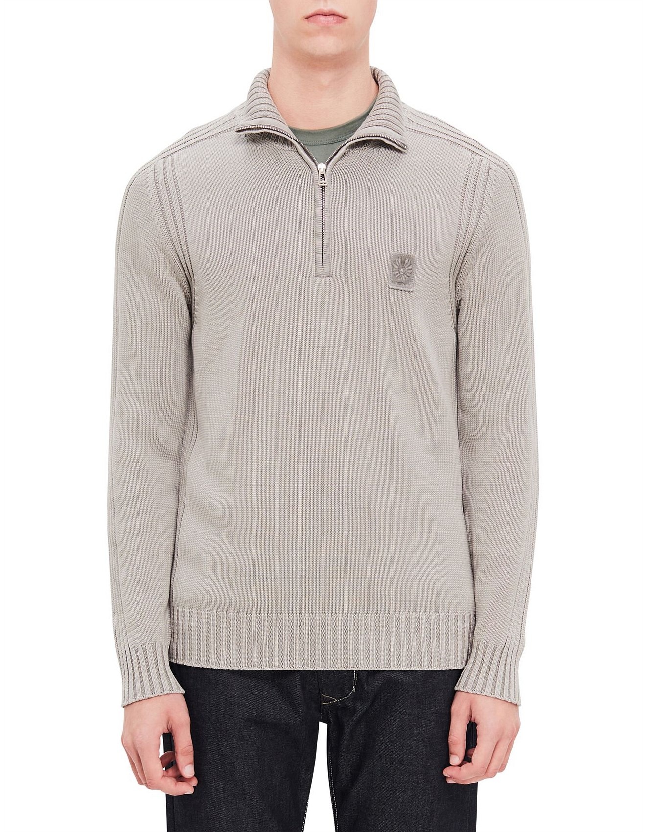 Belstaff Mineral Watch Quarter Zip Jumper Dark Cloud Grey | David Jones