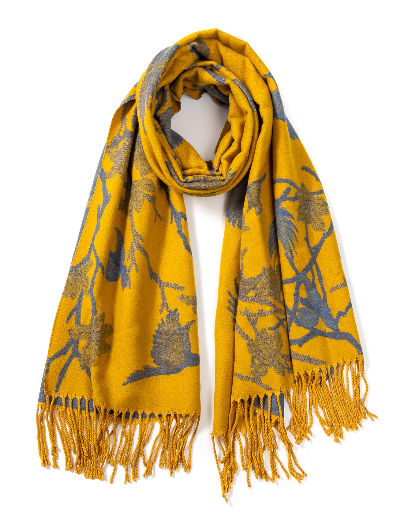 Gregory Ladner Bird Print Scarf With Fringe | David Jones