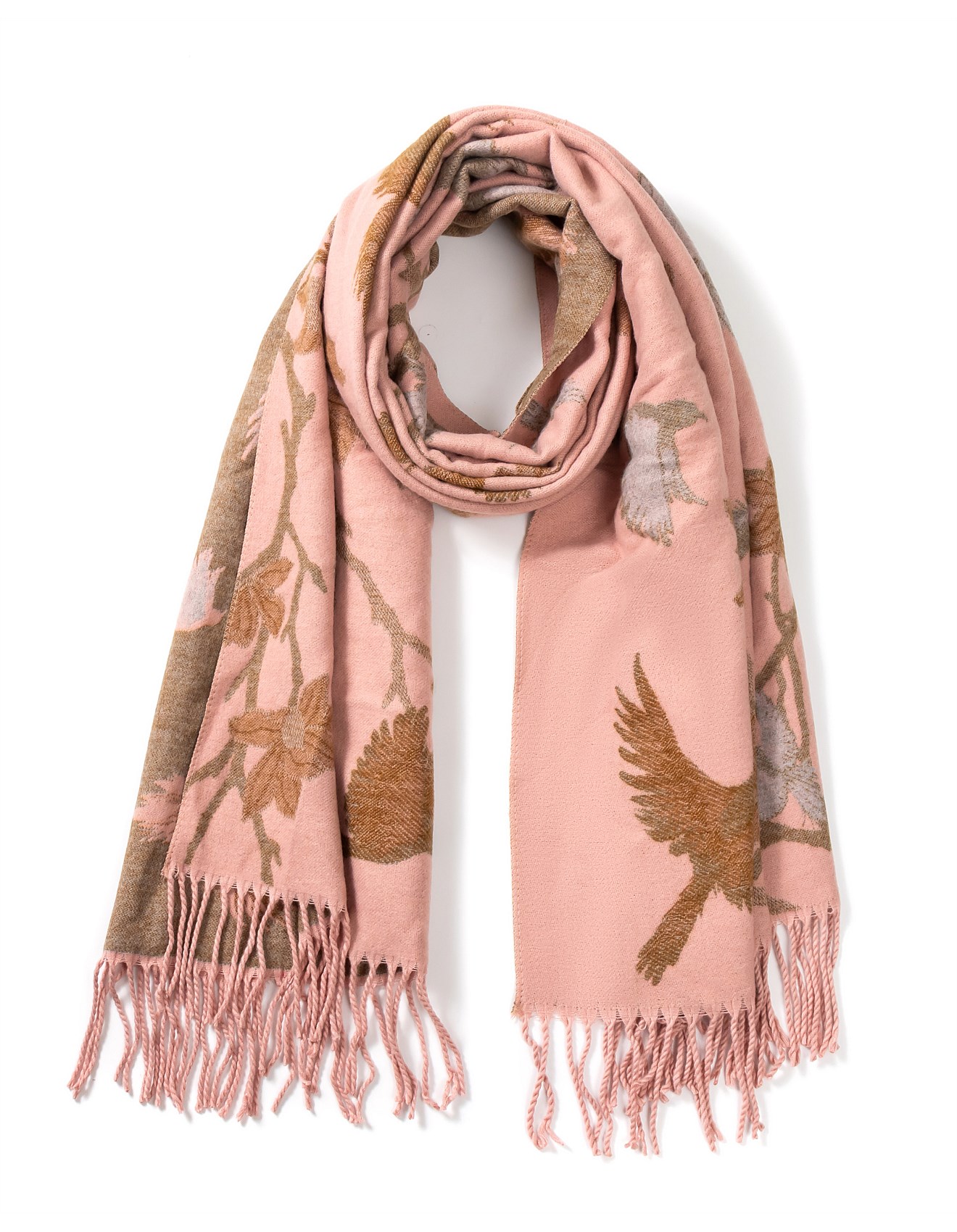 Gregory Ladner Bird Print Scarf With Fringe | David Jones
