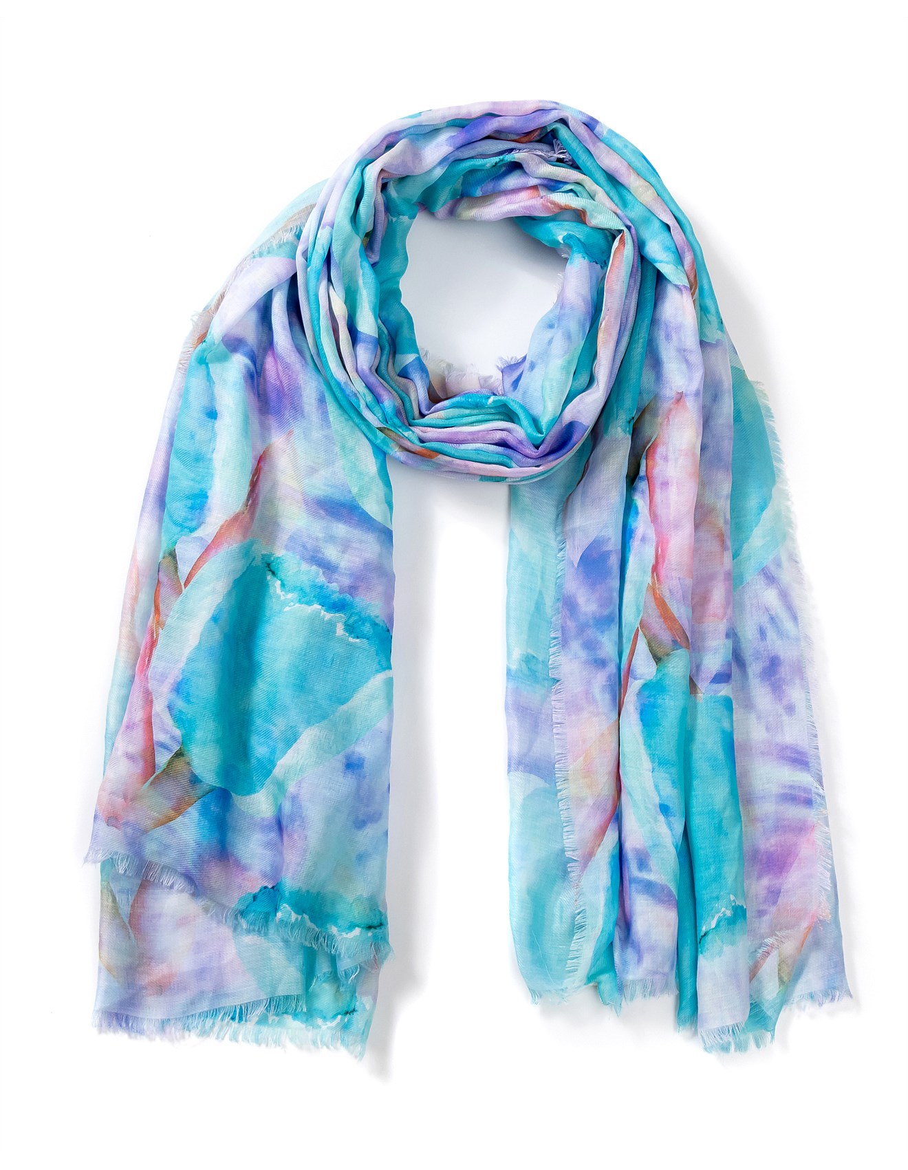 Gregory Ladner Floral Print Scarf With Frayed Edge | David Jones