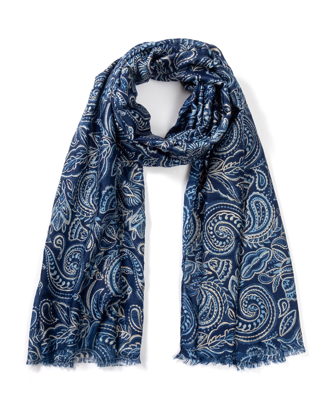 Gregory Ladner Paisley Print Scarf With Frayed Edge | David Jones