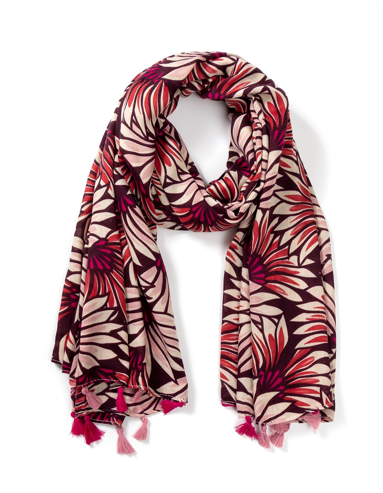 Gregory Ladner Floral Print Scarf With Tassles | David Jones