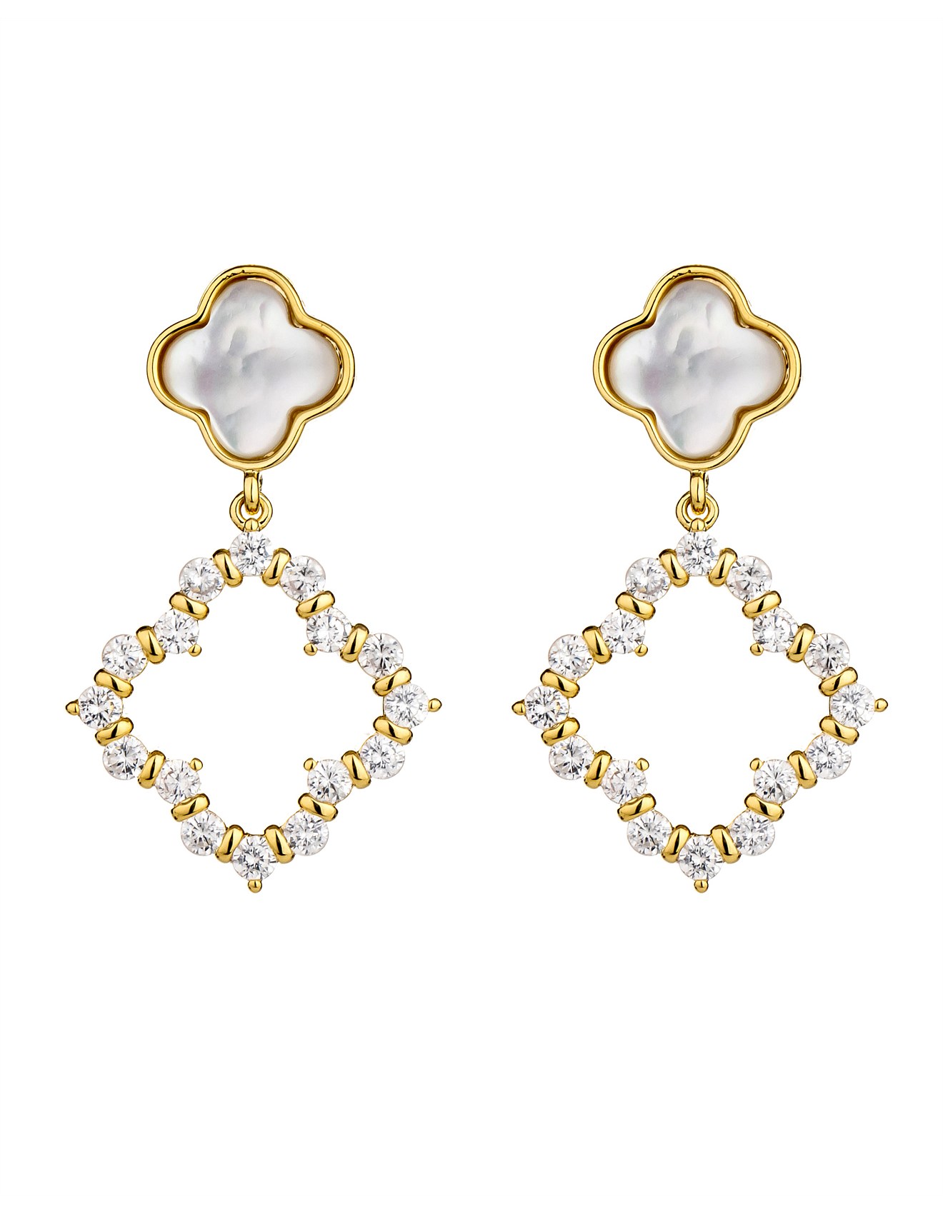 Gregory Ladner Stone Stud Earrings W/Clover Drop | David Jones