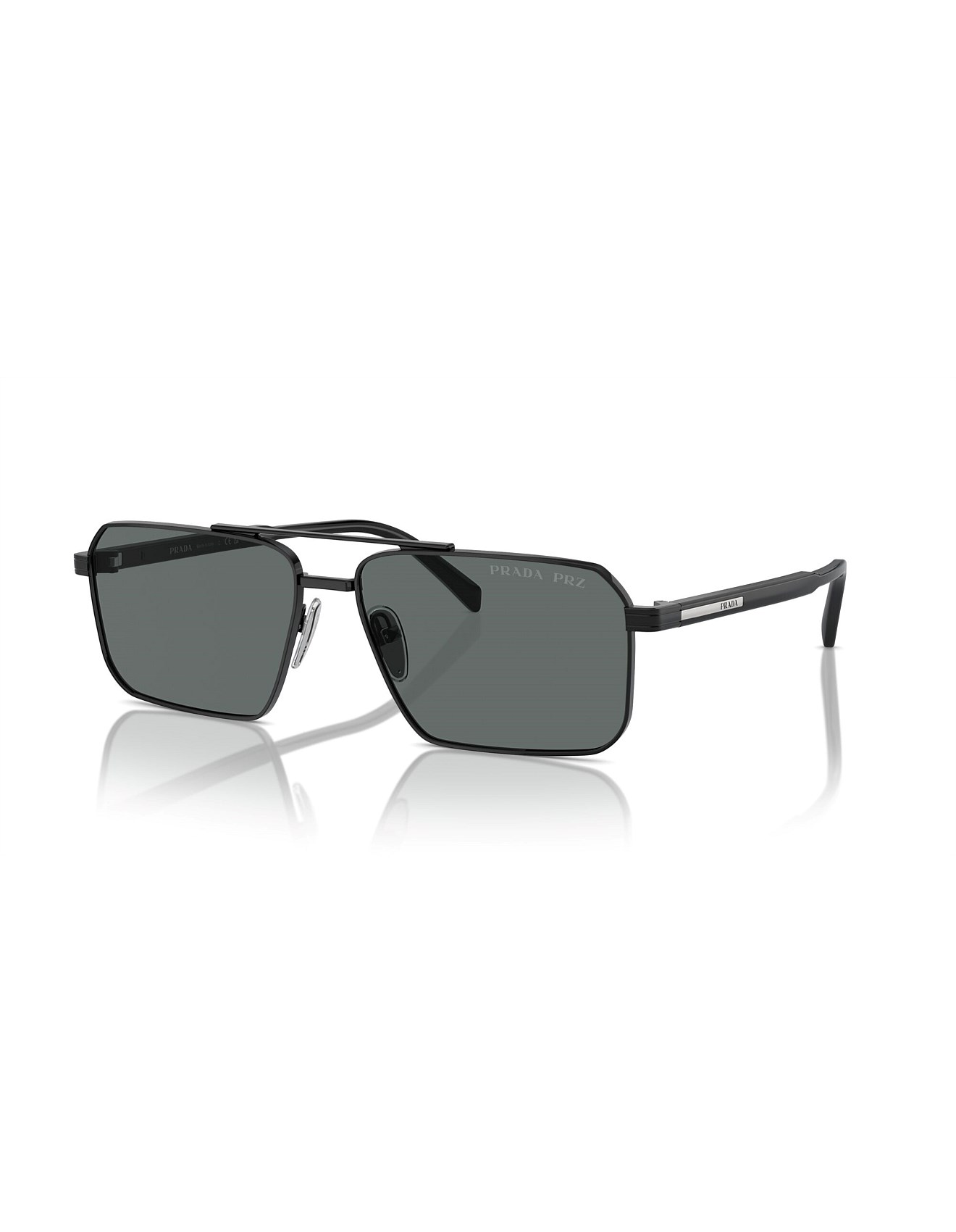 Prada Rectangle Black Dark Grey Polar Male Sunglasses | David Jones