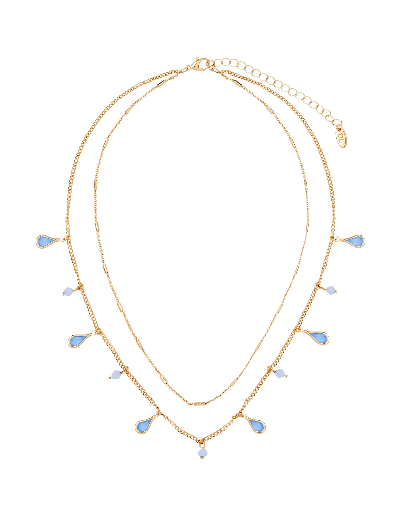 David Lawrence Layered Charm Drop Necklace | David Jones