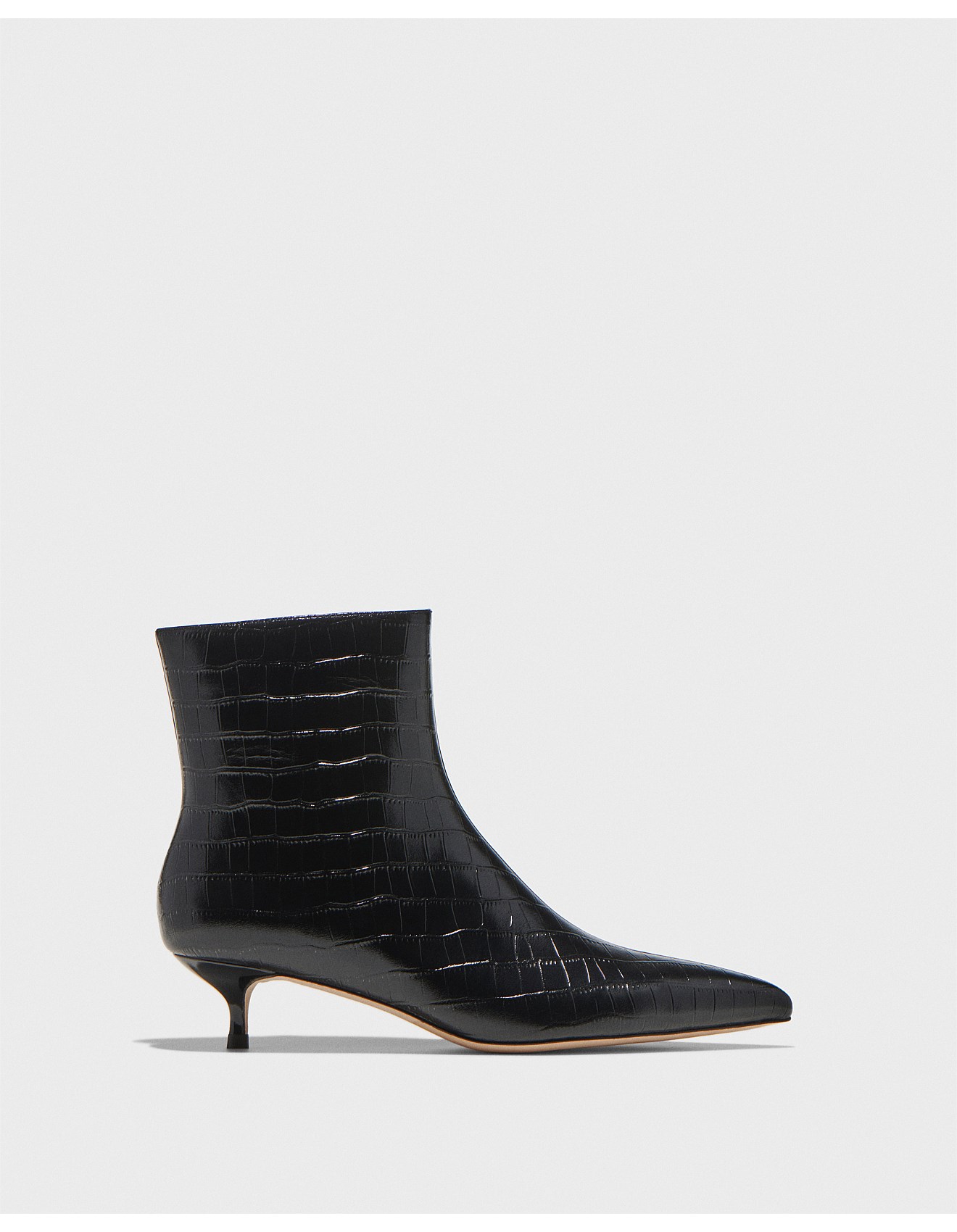 Cue Black Croc Embossed Leather Boot | David Jones