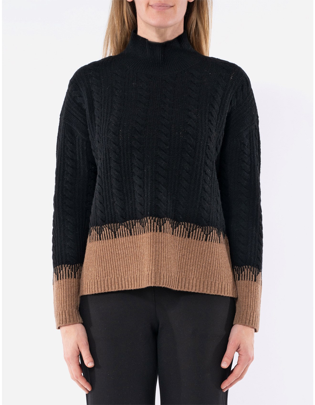 Jump Contrast Cable Pullover | David Jones
