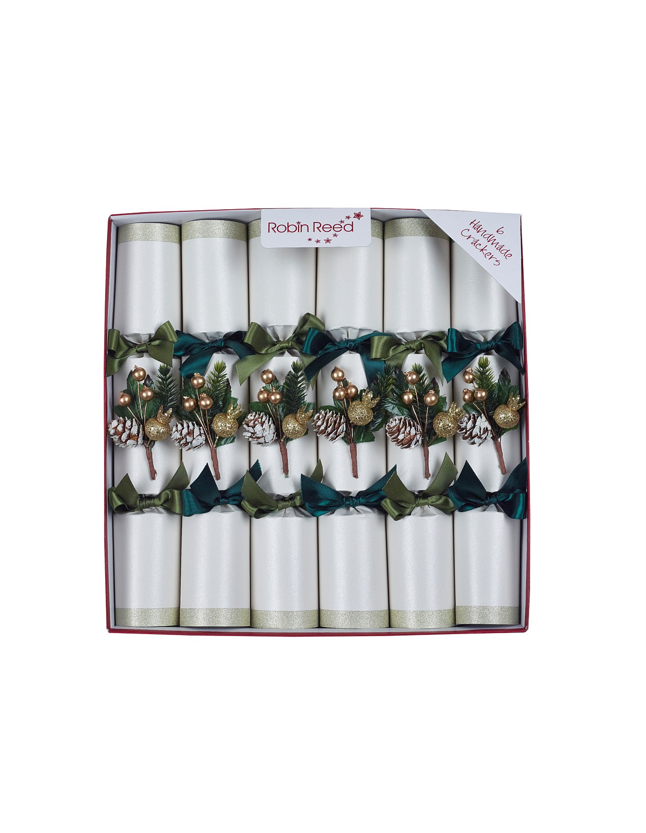 Robin Reed White Shimmer Evergreen Crackers Set Of 6 | David Jones