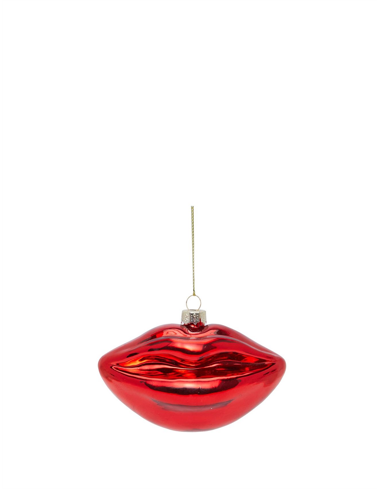 David Jones 10cm Red Lip Glass Ornament | David Jones