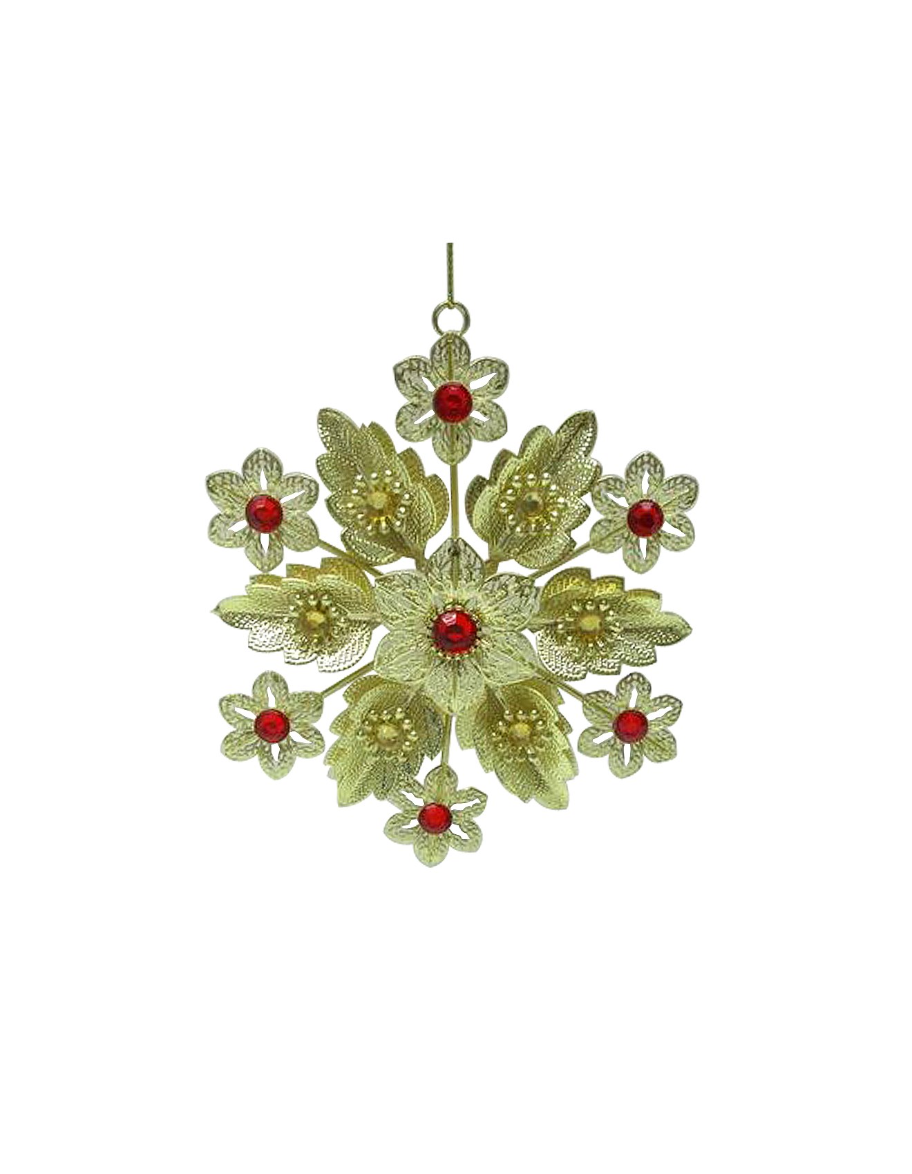 David Jones 12cm Gold and Red Snowflake Ornament | David Jones