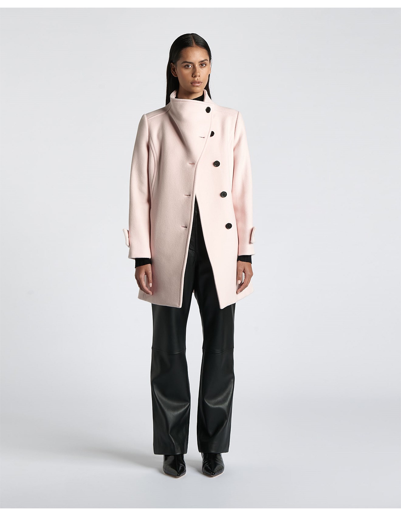 Cue Wool Felt Funnel Neck Coat | David Jones