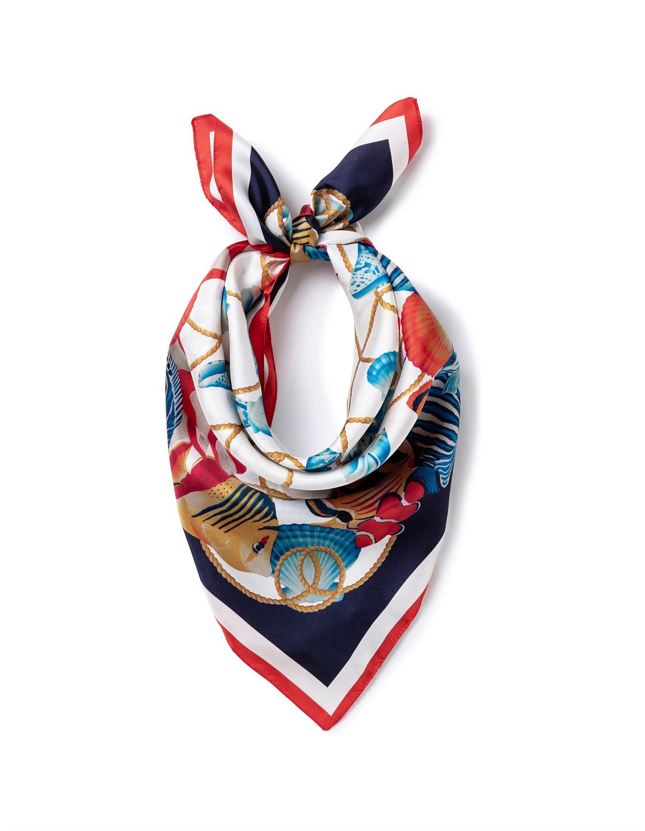 Milana 70 X 70 Marine Fish Silk Scarf | David Jones