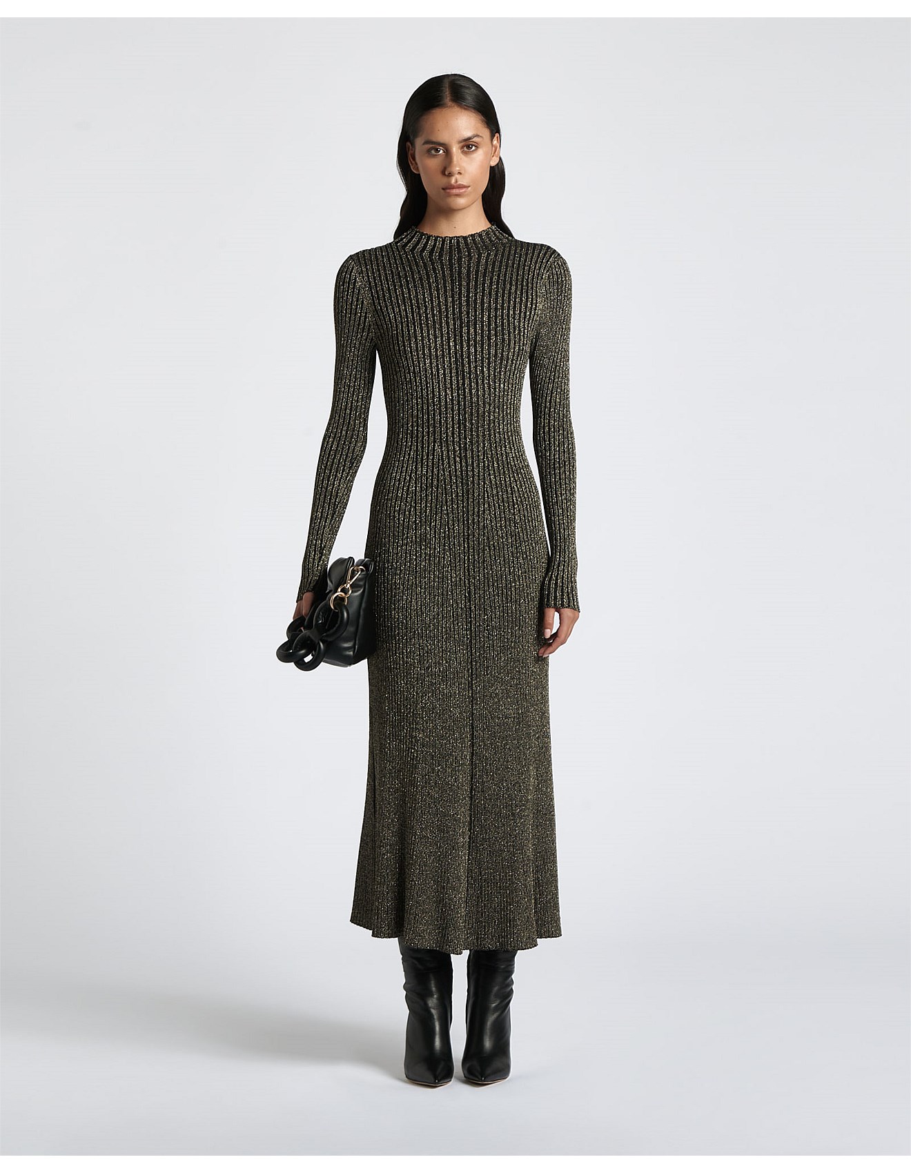 Cue Lurex Ribbed Knit Dress | David Jones