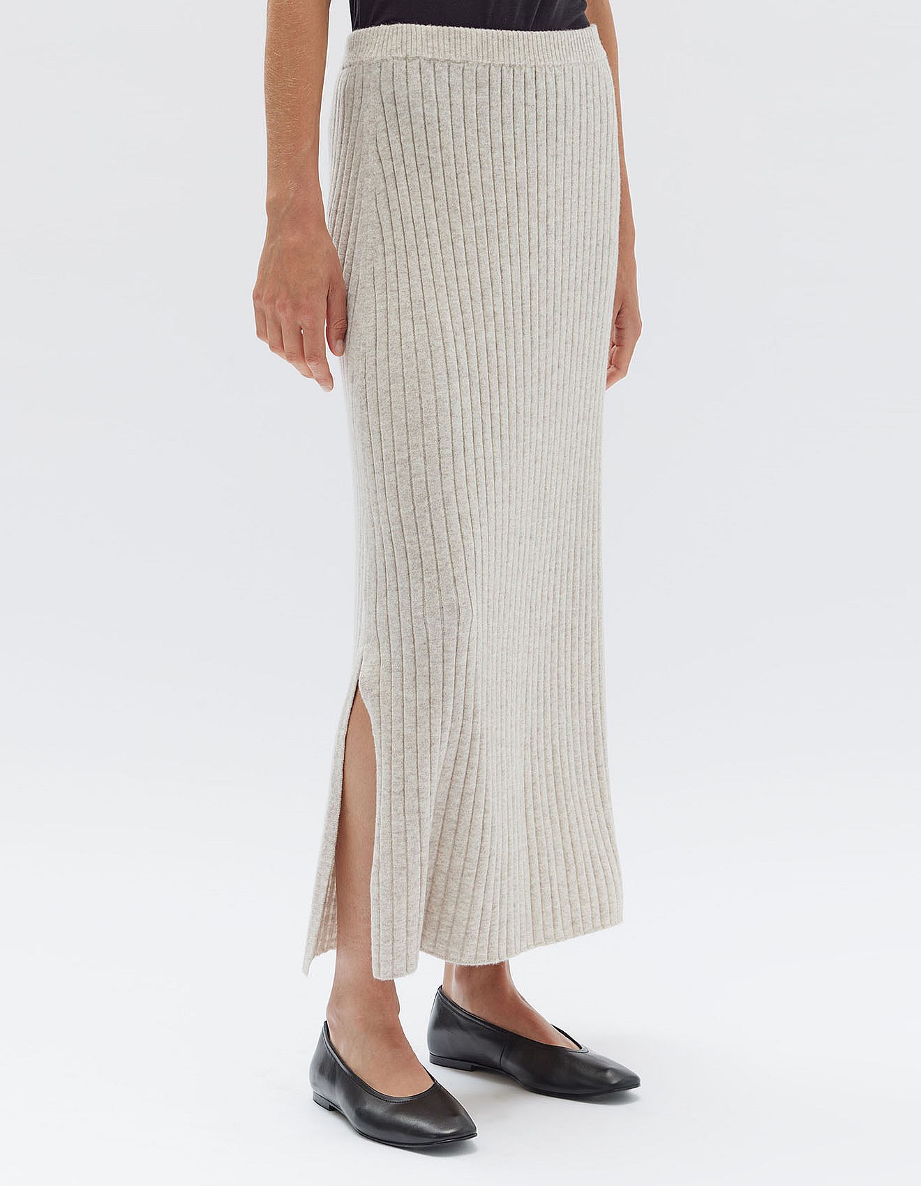 Assembly Label Wool Cashmere Rib Skirt Oat Marle | David Jones