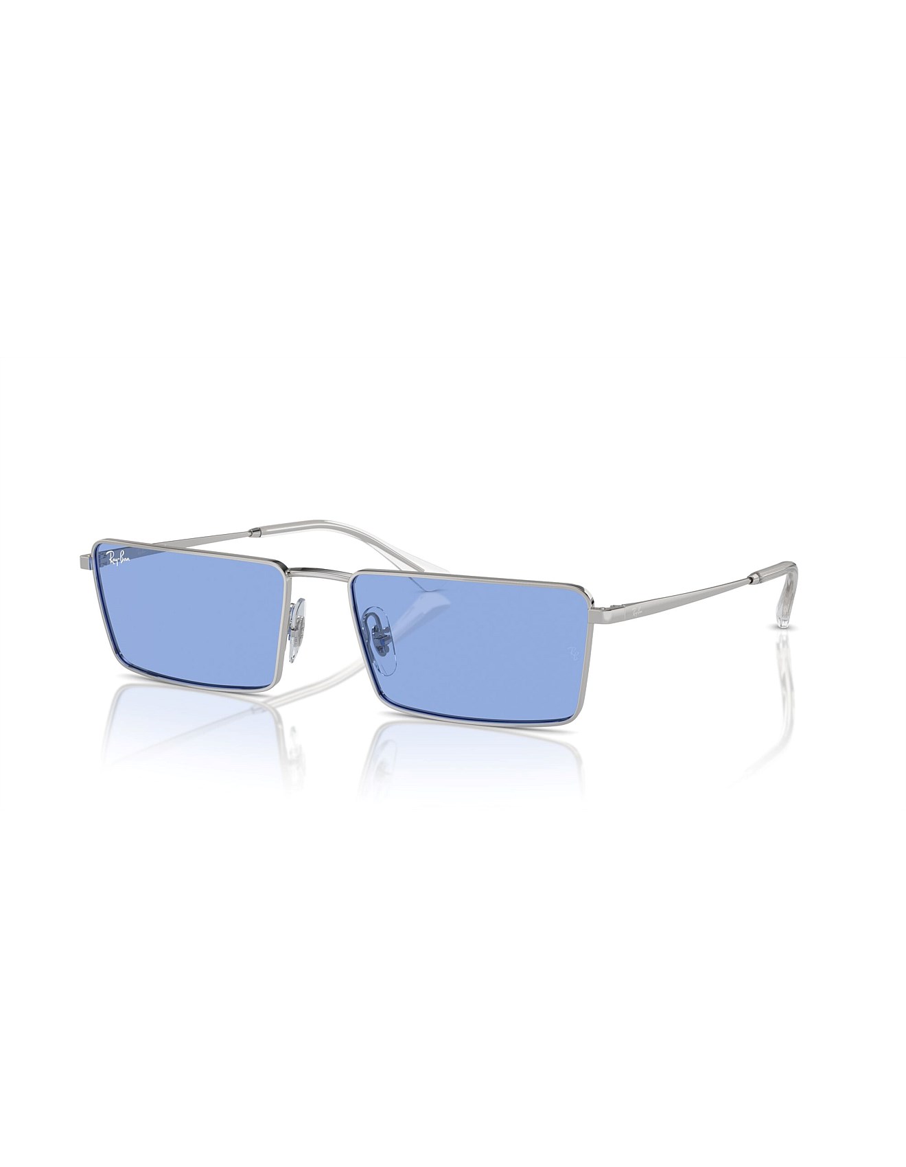 Ray-ban Emy Rectangle Silver Blue Sunglasses | David Jones
