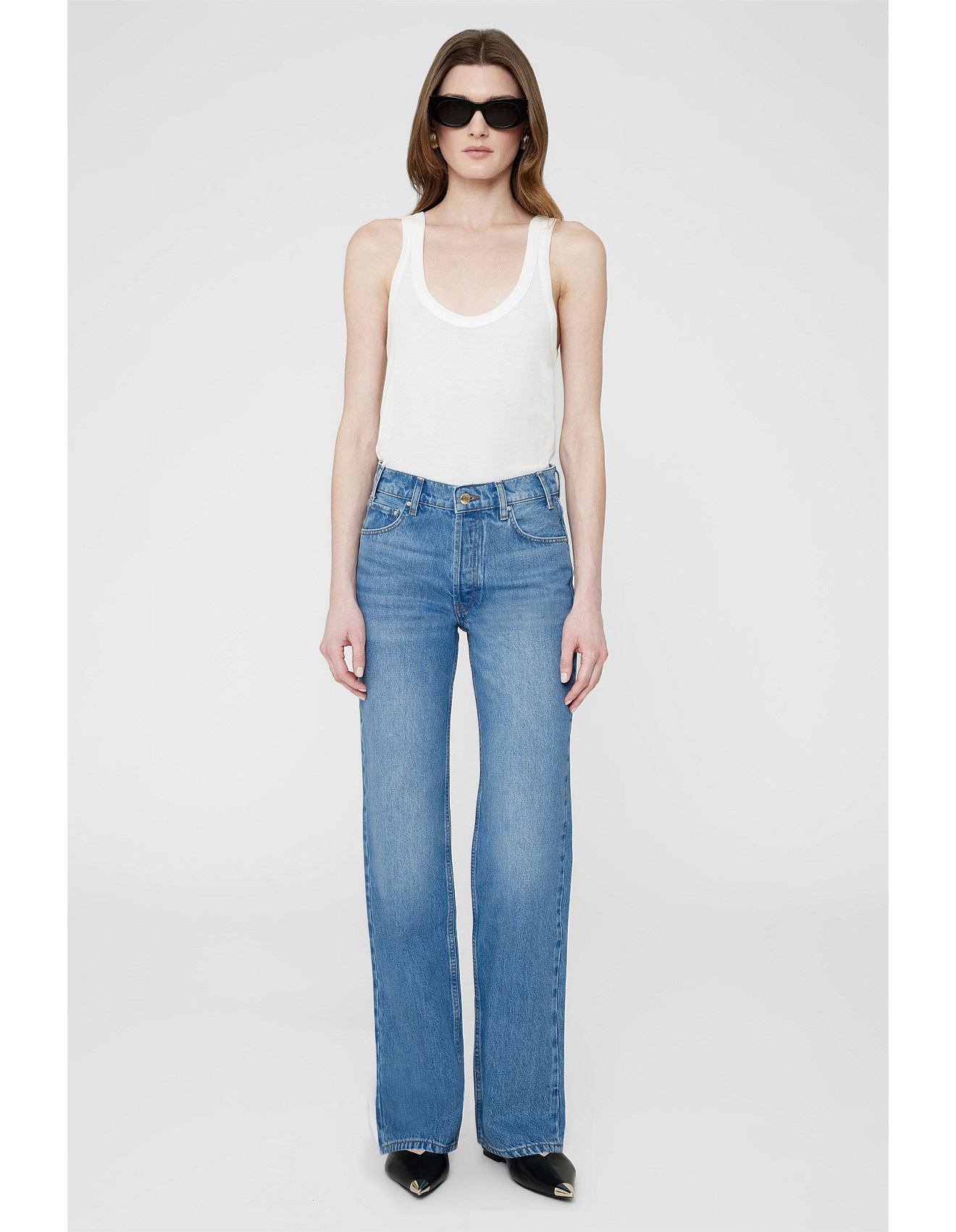 Anine Bing Gavin Long Straight Leg Jean Atlantic Blue | David Jones