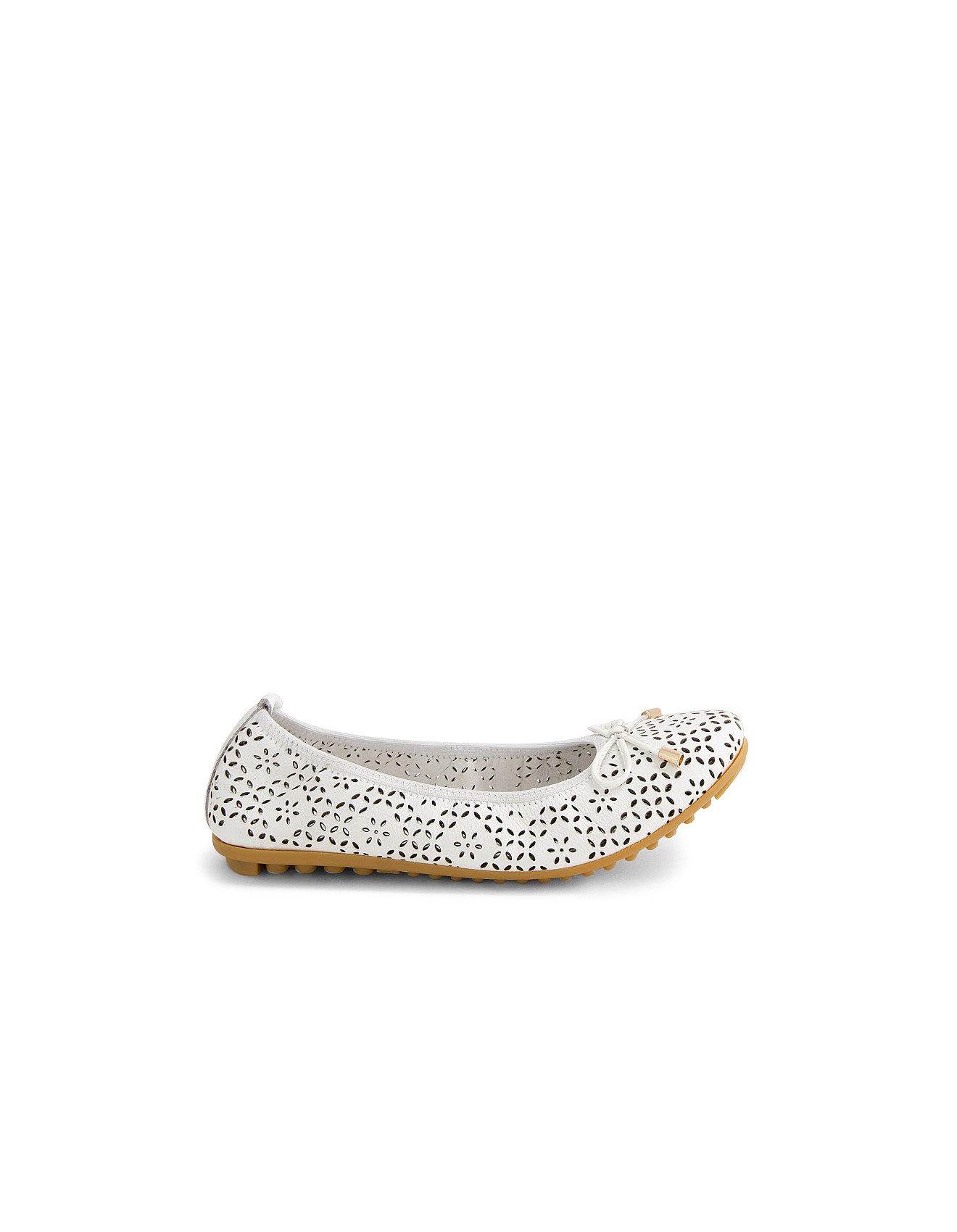 Midas Bejo White Leather Ballet Flats | David Jones