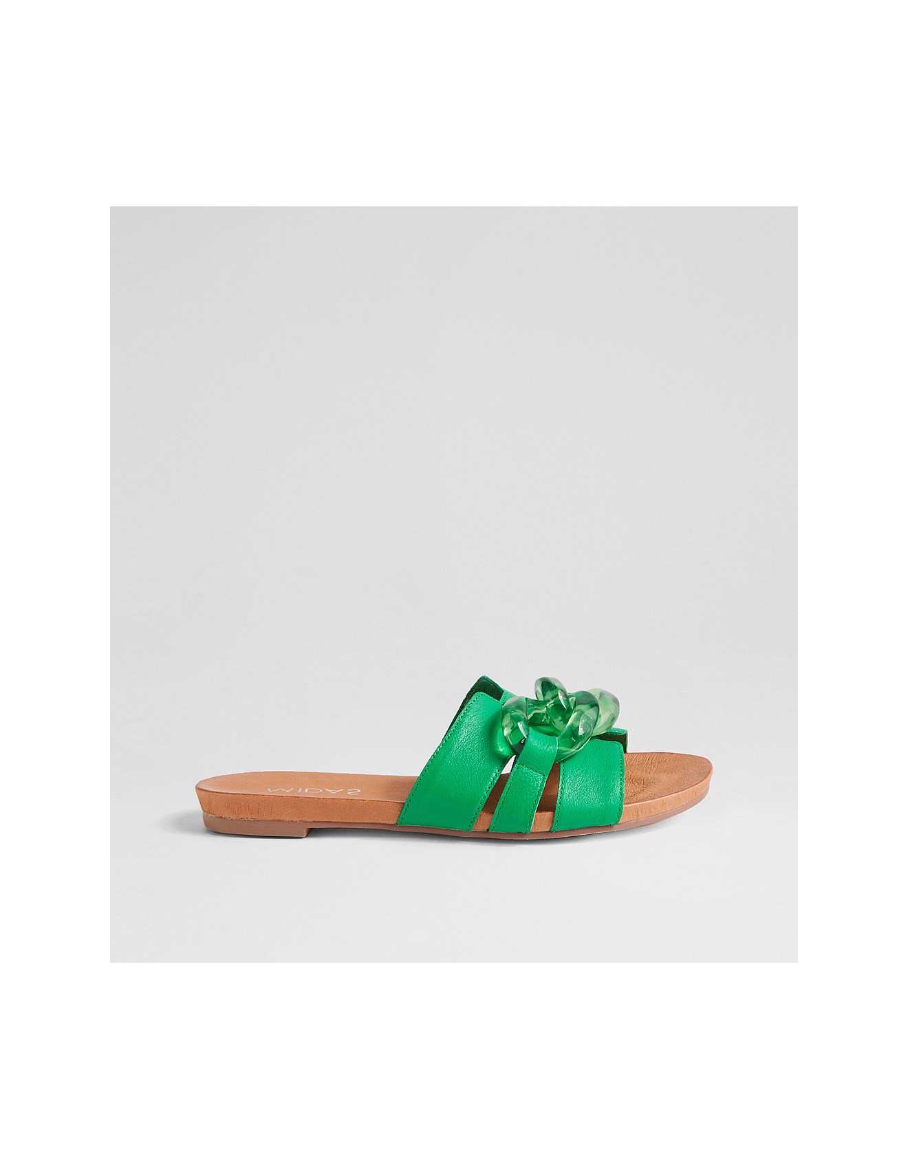 Midas Jovis Bright Emerald Leather Slides | David Jones