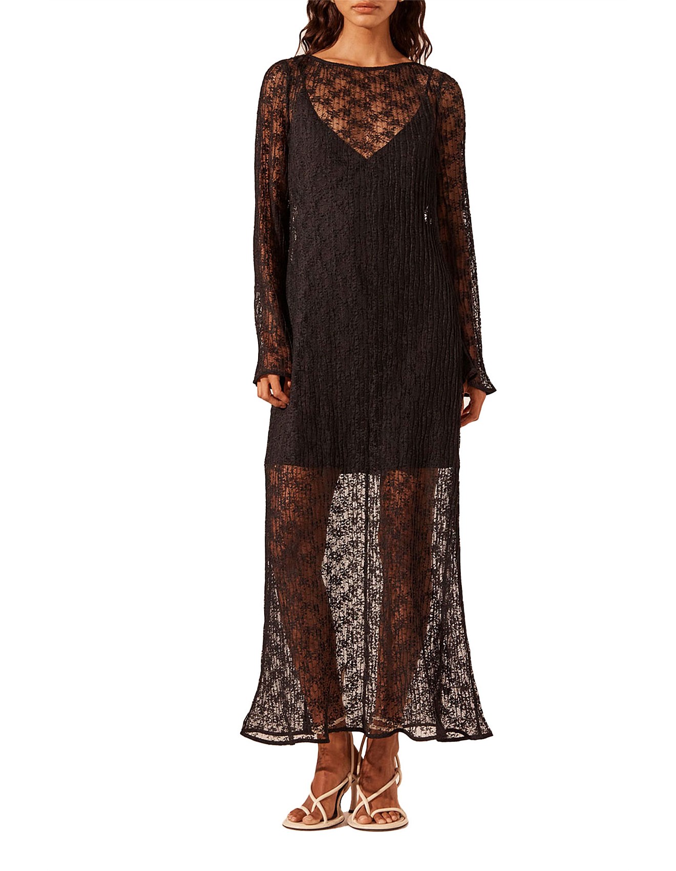 Shona Joy Sol Lace Long Sleeve Midi Dress | David Jones