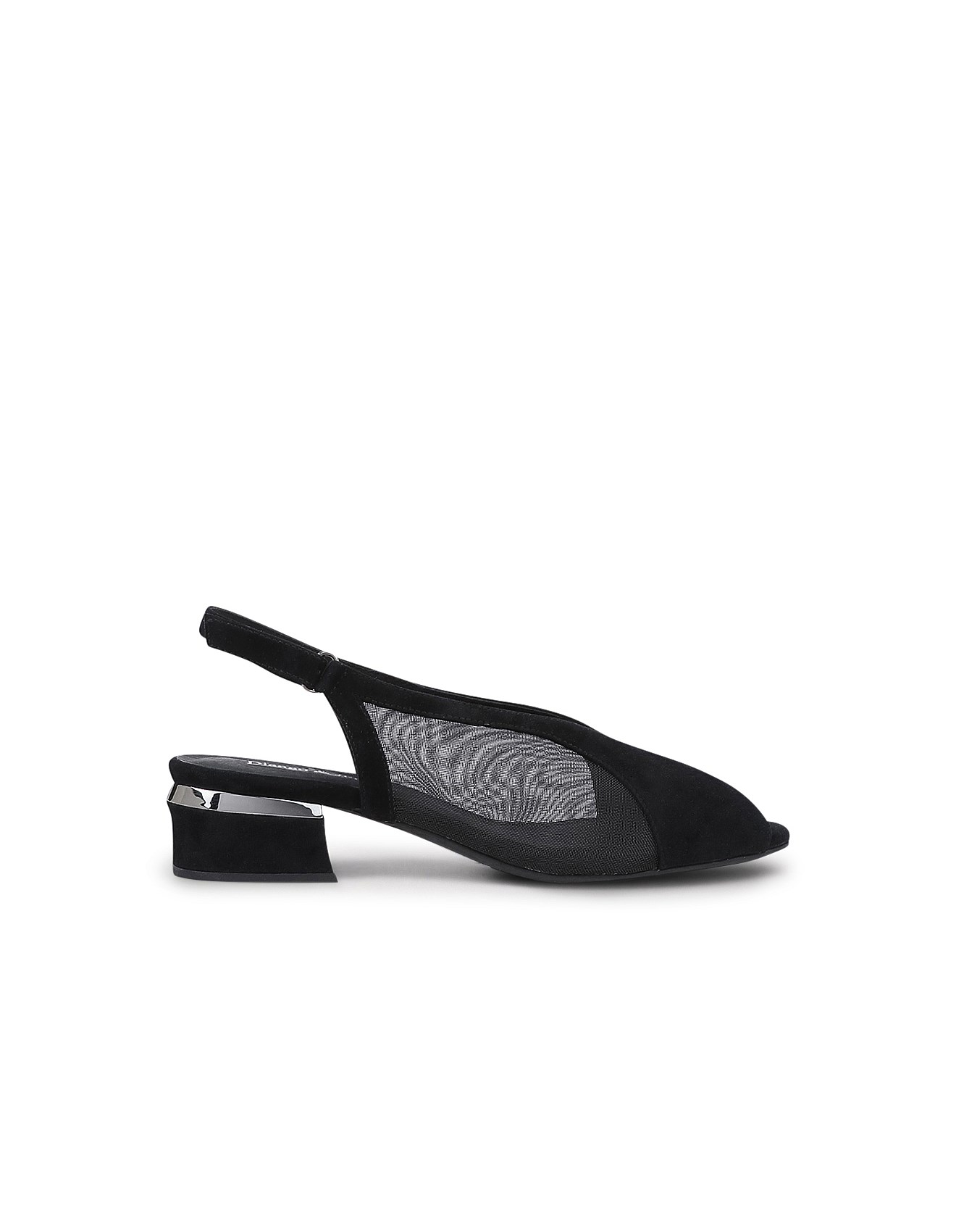 Django & Juliette Galey Black Suede Mesh Heels | David Jones