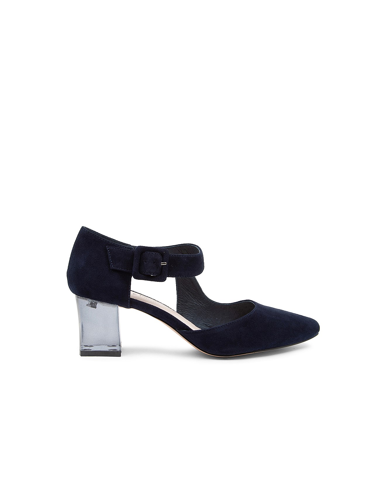 Django & Juliette Happie Navy Suede Heels | David Jones