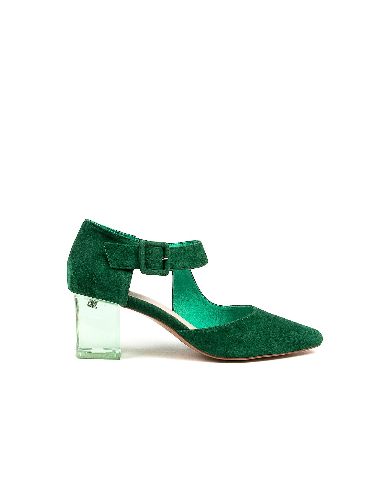 Django & Juliette Happie Emerald Suede Heels | David Jones