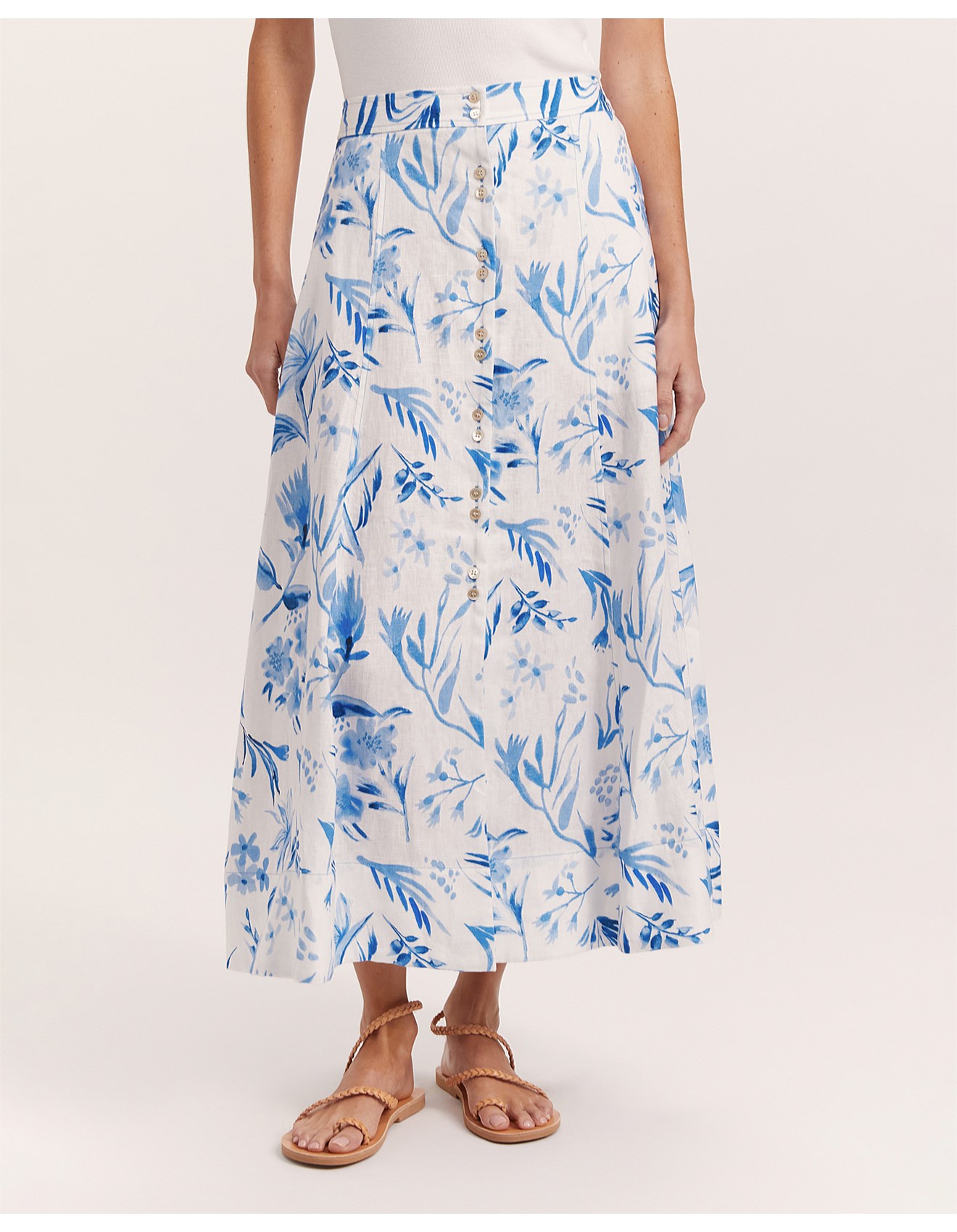 Saba Louella Linen Midi Skirt | David Jones