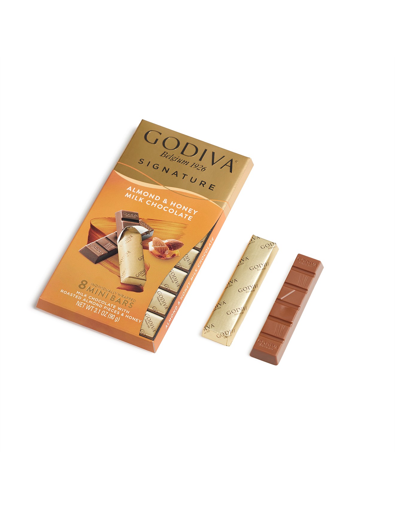 Godiva Godiva Signature Mini Bars Milk Chocolate Almond Honey 90g ...