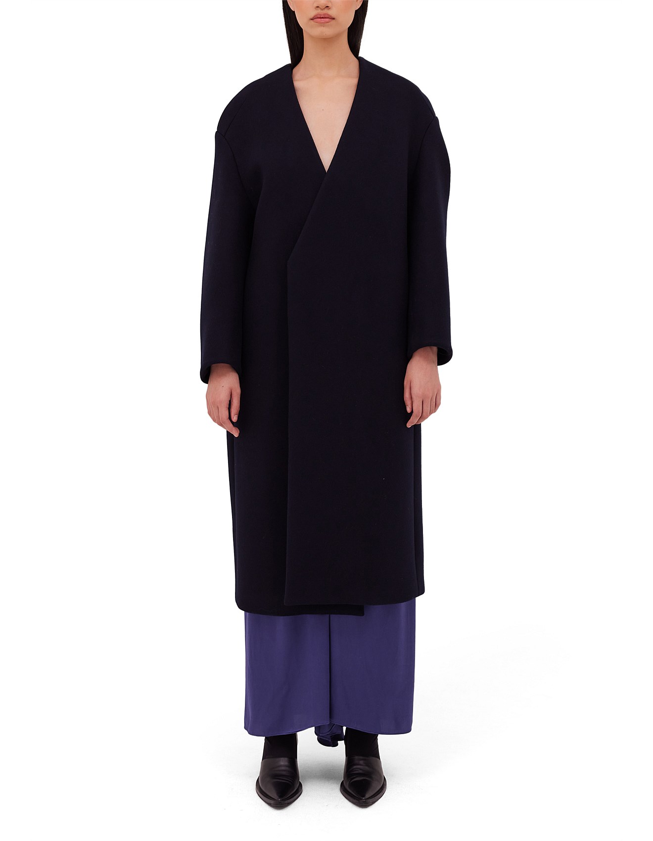 Bianca Spender Navy Coating Enfold Coat | David Jones