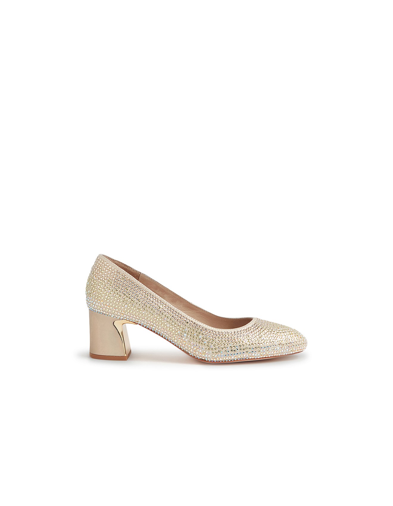 Django & Juliette Jenice Gold Petrol Leather Heels | David Jones