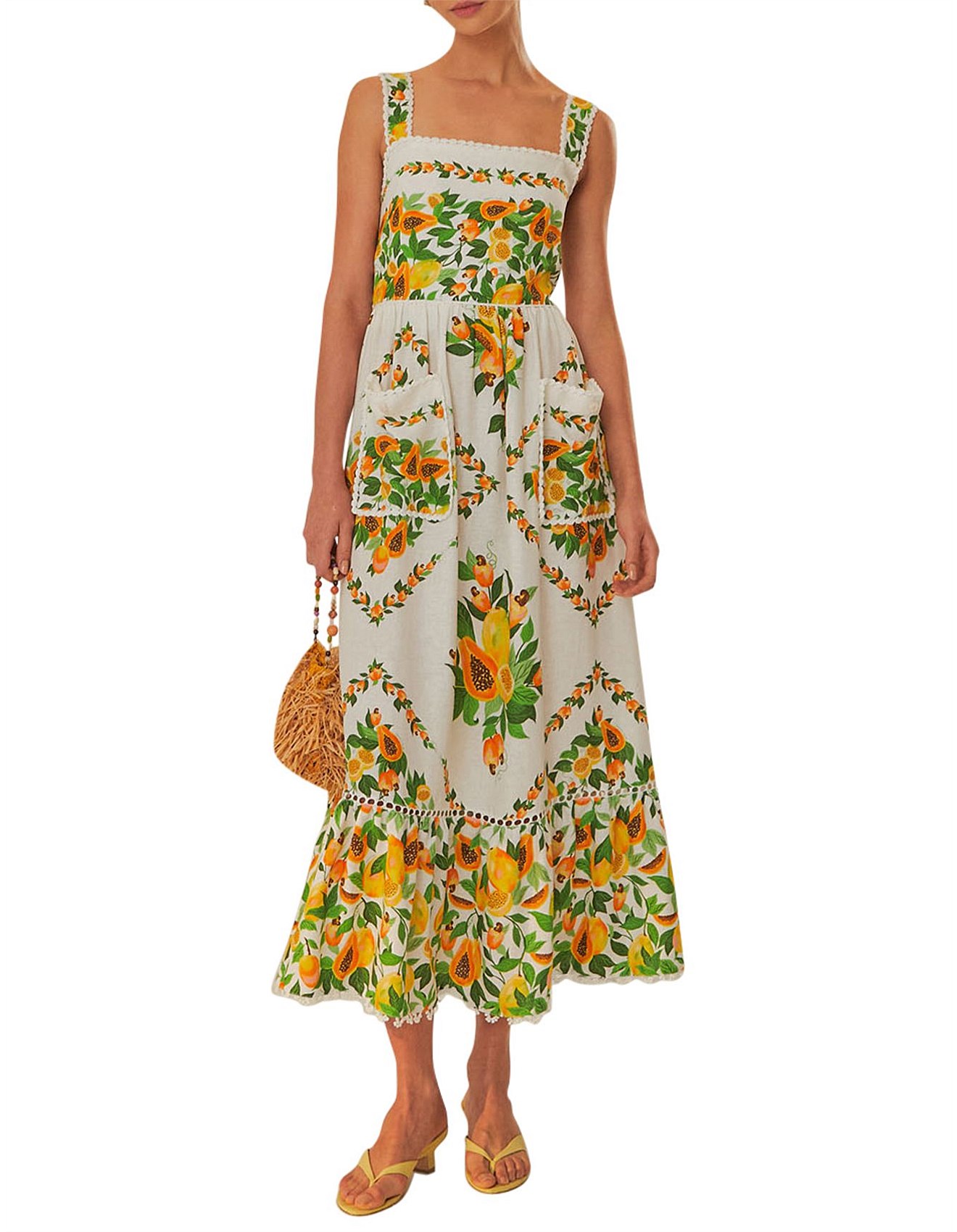Farm Rio Papaya Salad Scarf Off-white Maxi Dress | David Jones