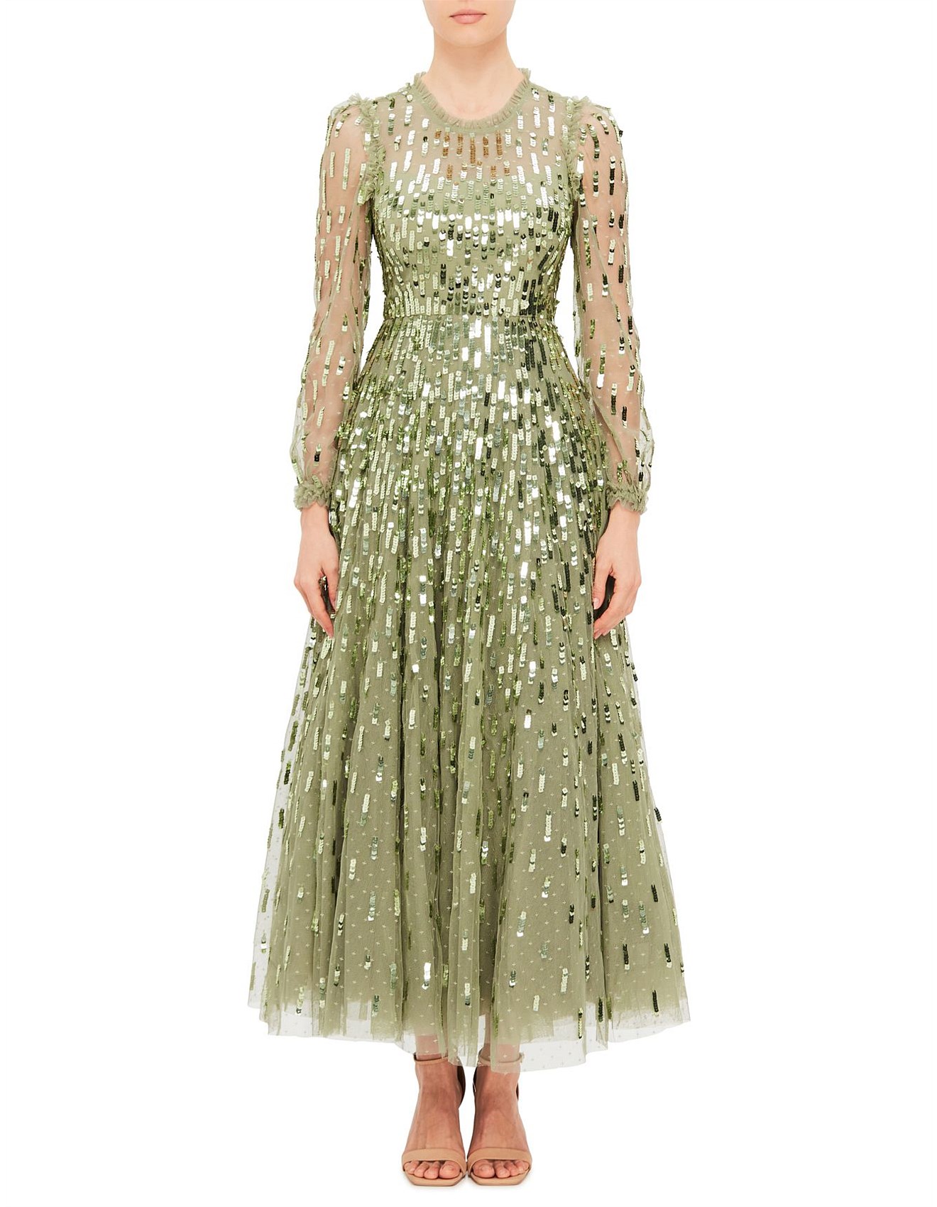 Needle & Thread Sequin Dash Long Sleeve Ankle Gown | David Jones
