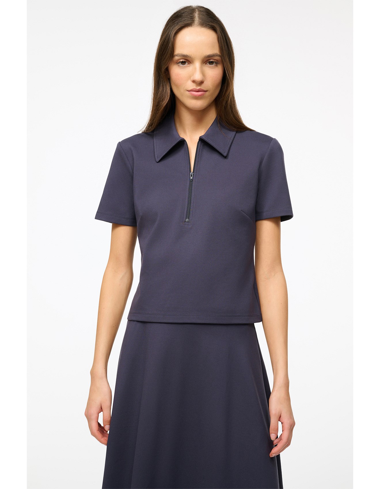 Staud Lonnie Half-zip Short Sleeve Top | David Jones
