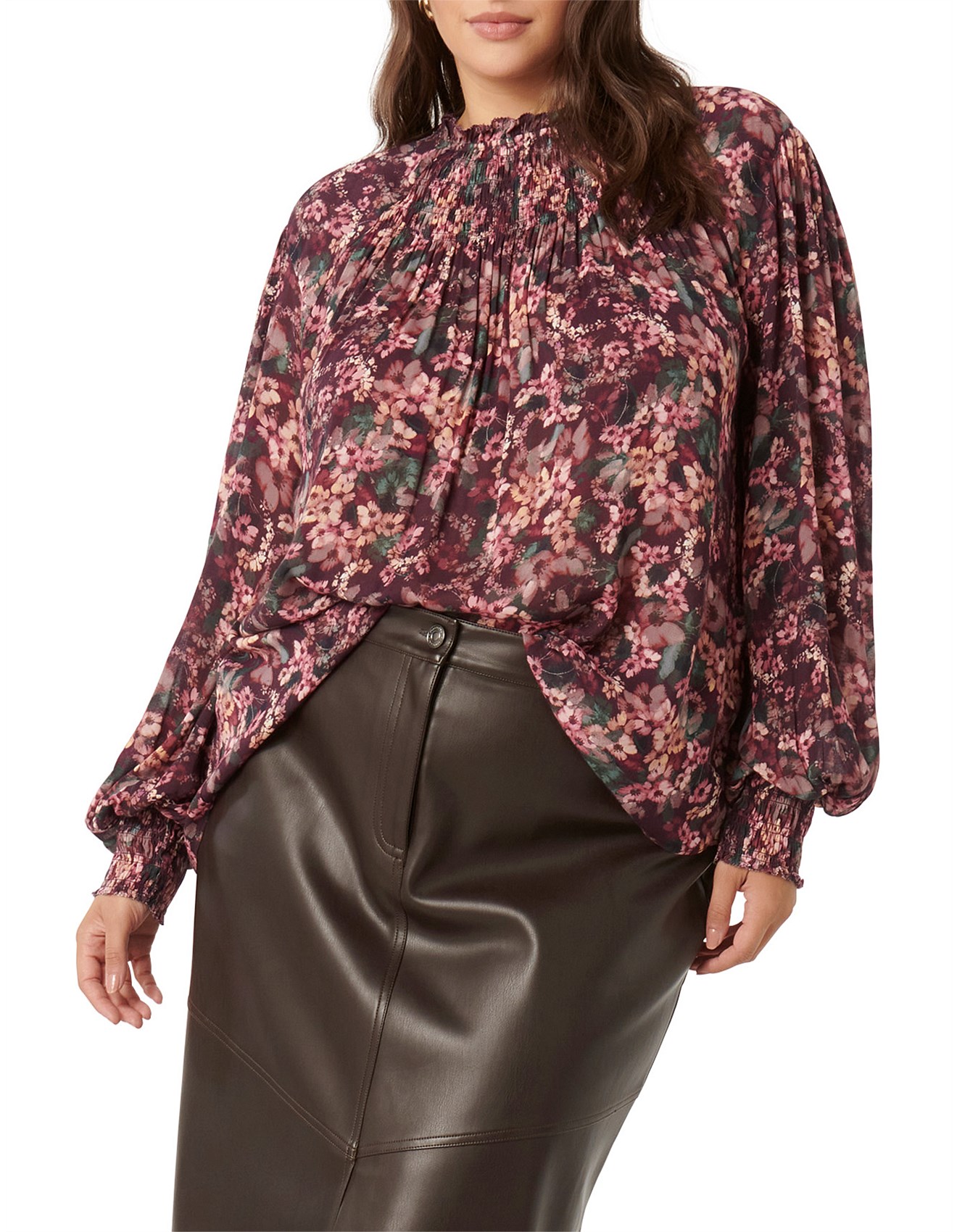 Forever New Cyndell Curve Shirred Yoke Top | David Jones