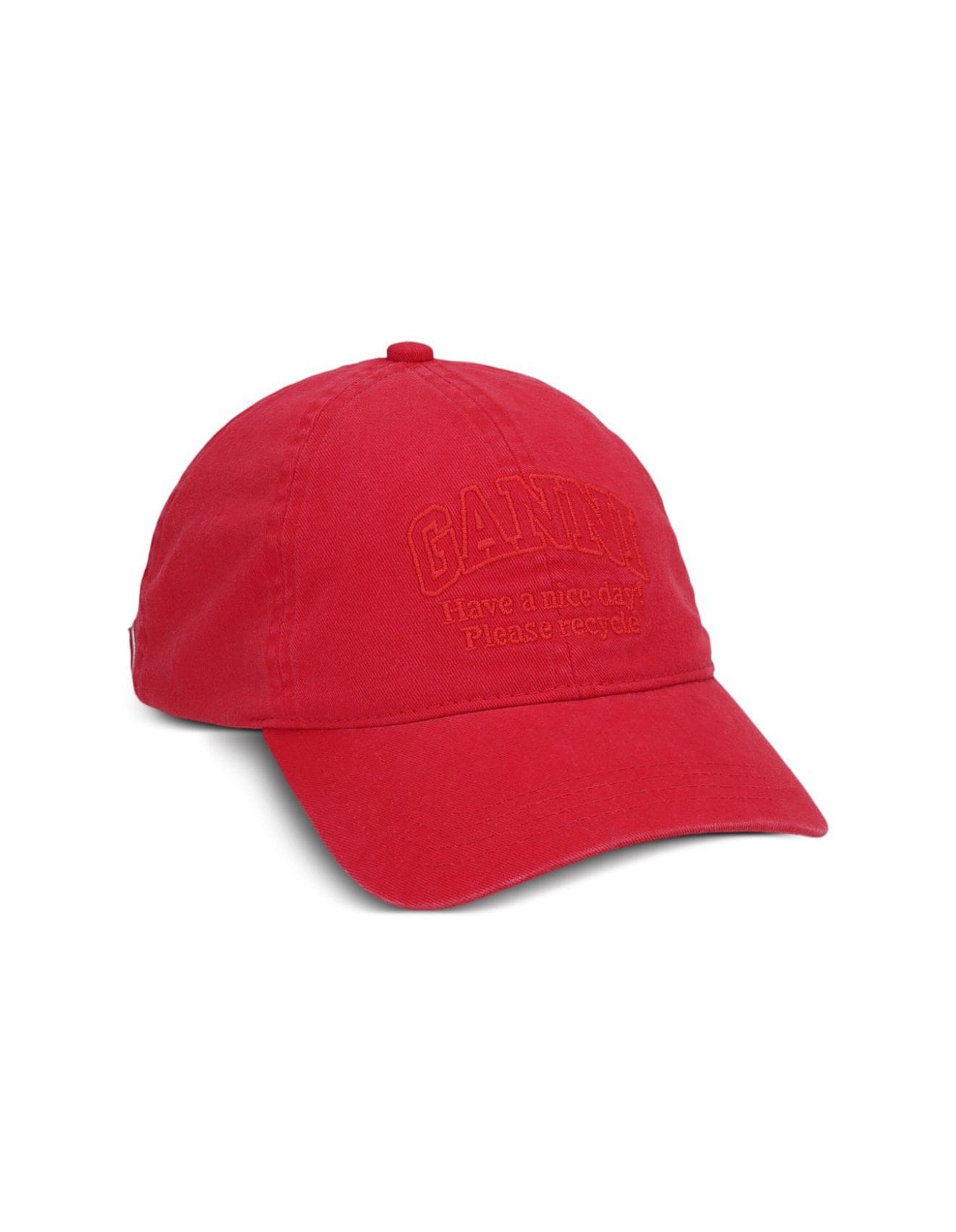 Ganni Red Embroidered Logo Cap | David Jones