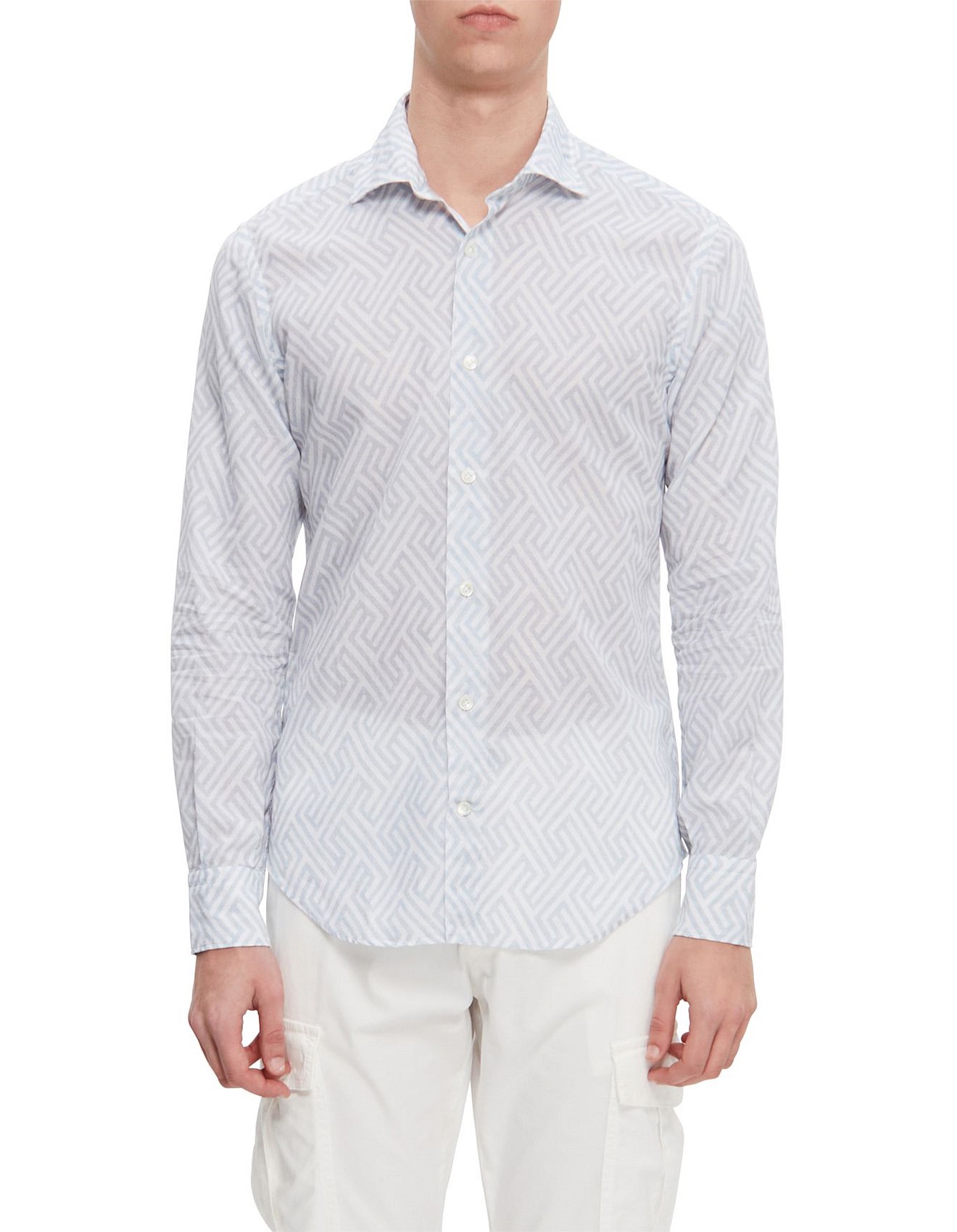 Eleventy Cotton Linen Dandy Collar Shirt | David Jones