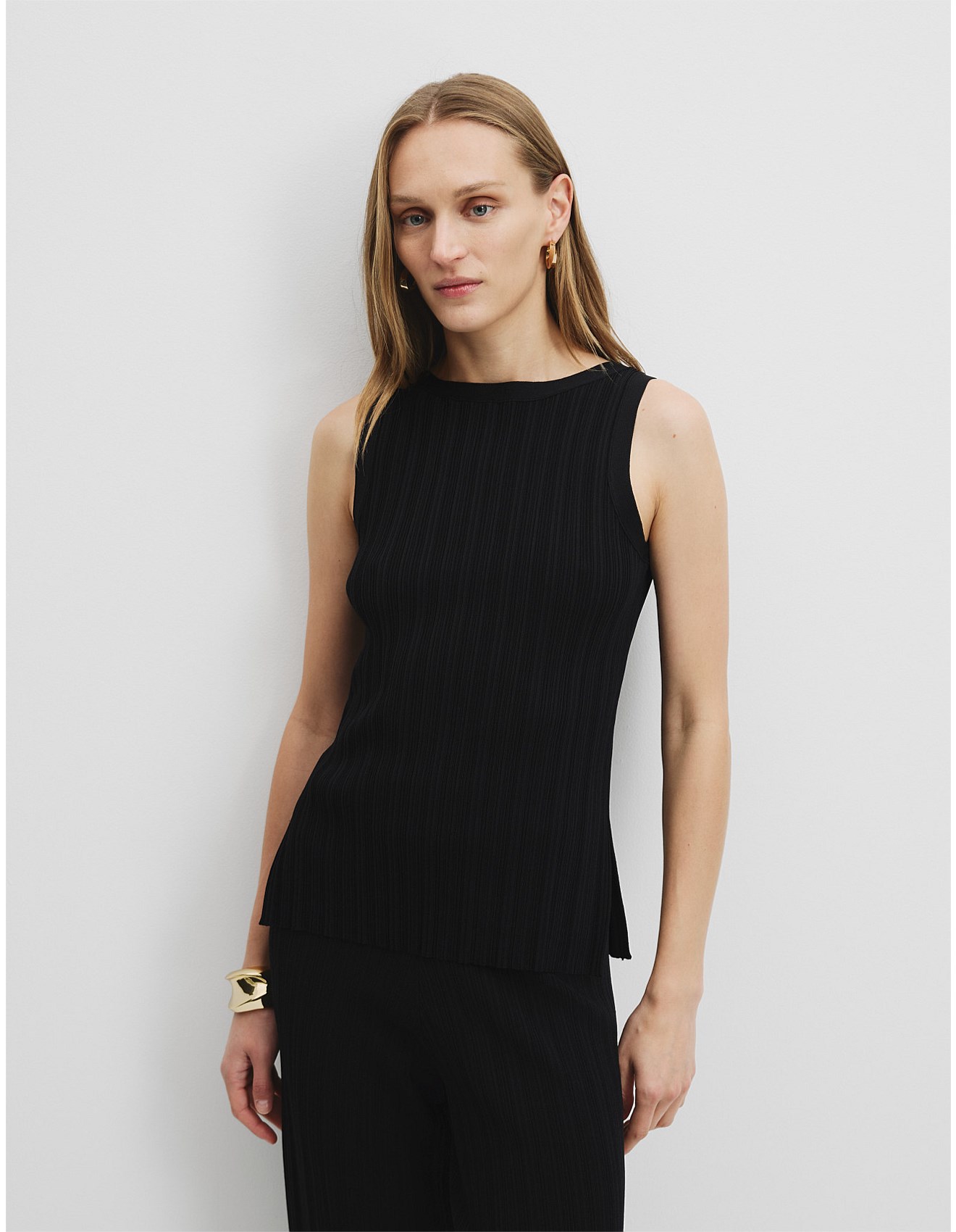 Country Road Plisse Rib Knit Tank | David Jones