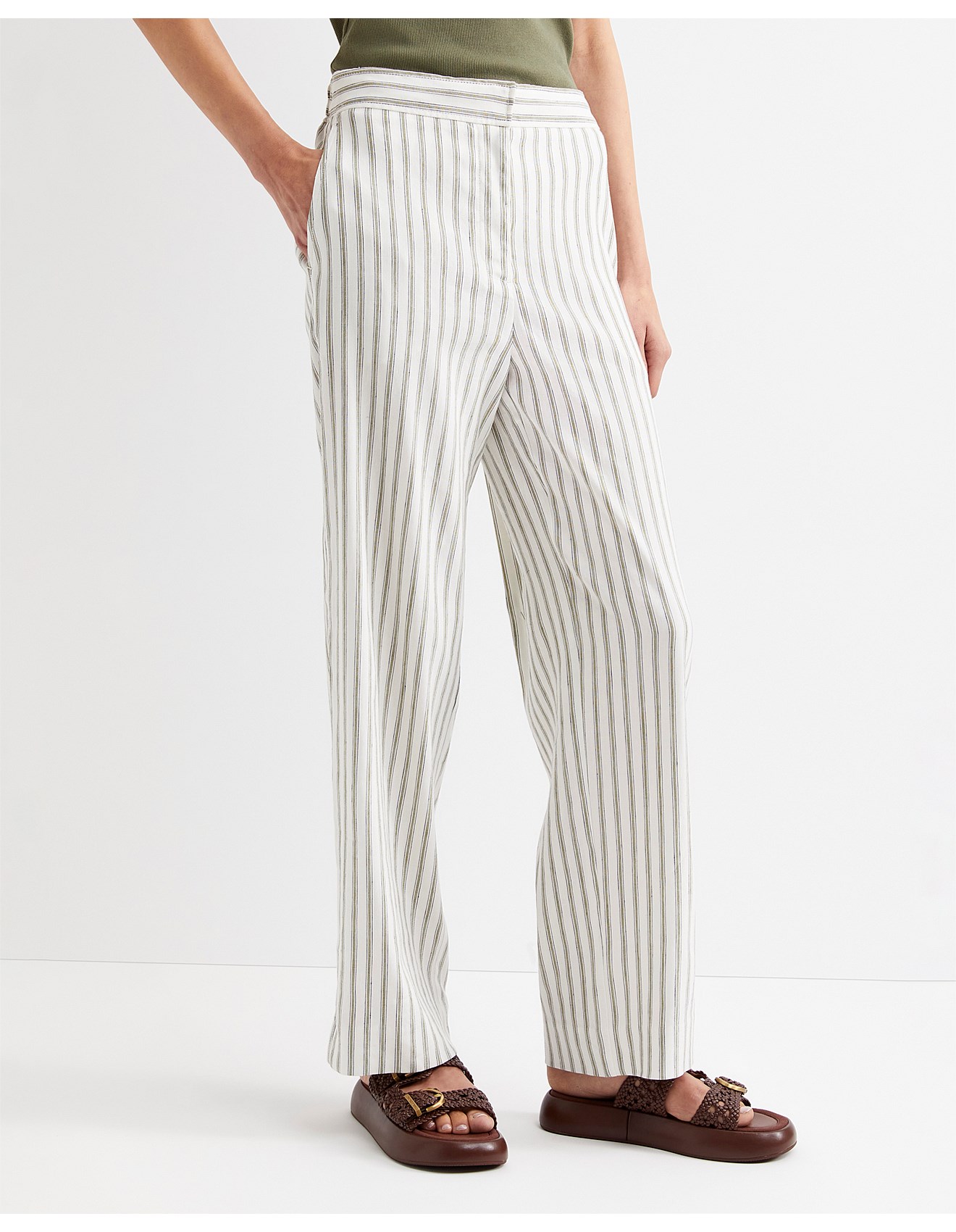 Sportscraft Rosa Crop Stripe Linen Pant | David Jones