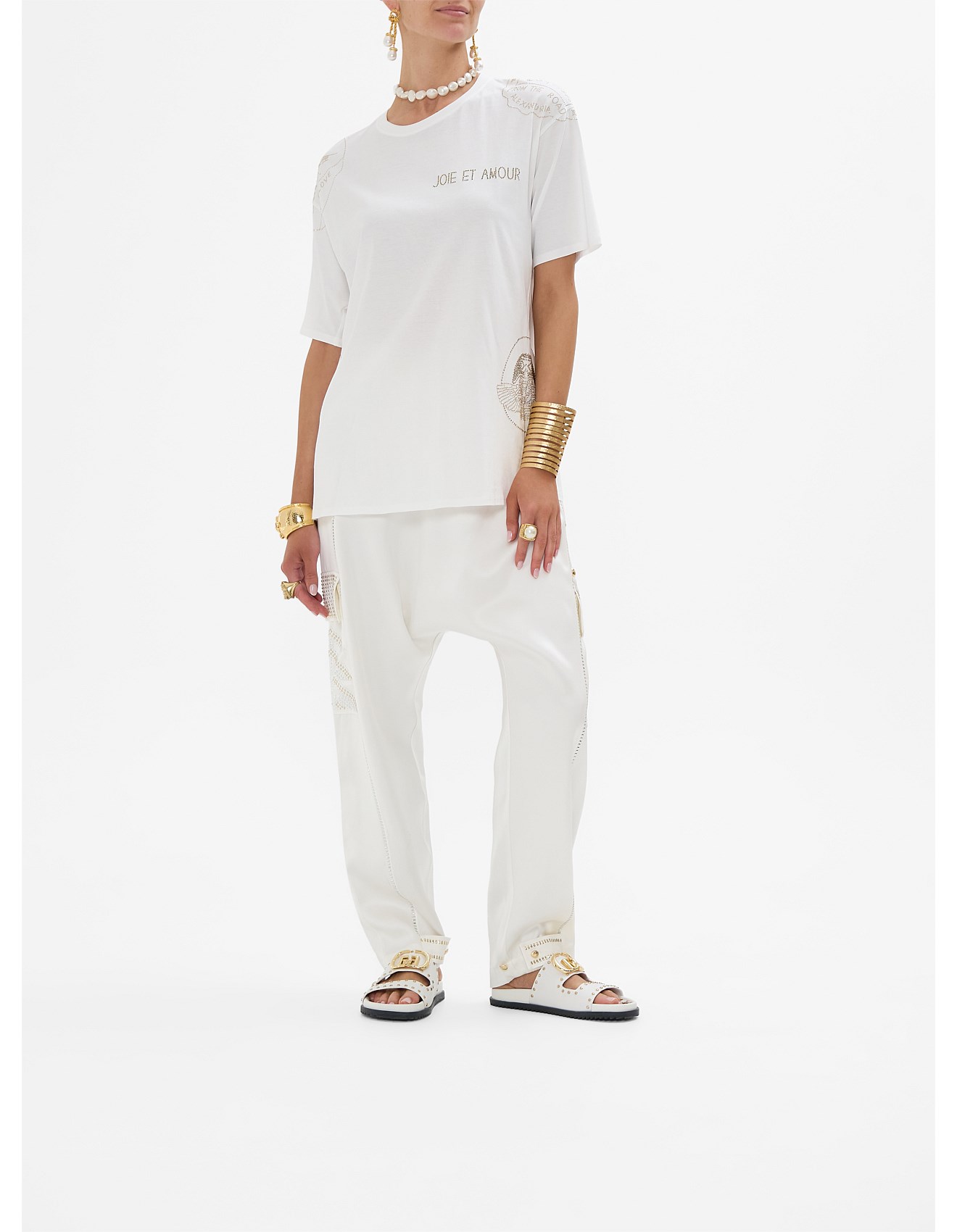 Camilla Oversized Band Tee -White | David Jones