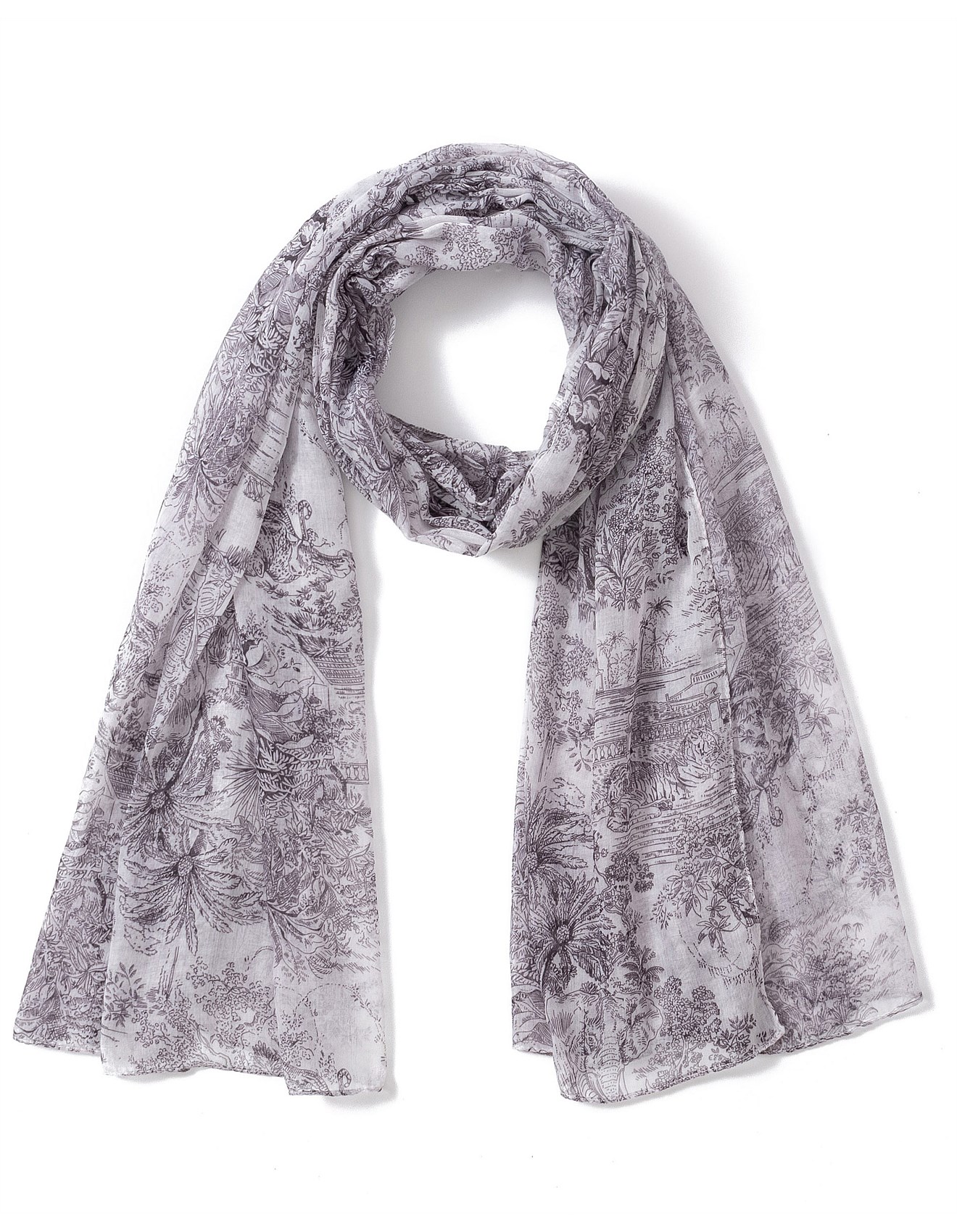 Gregory Ladner Fine Floral Print Scarf | David Jones