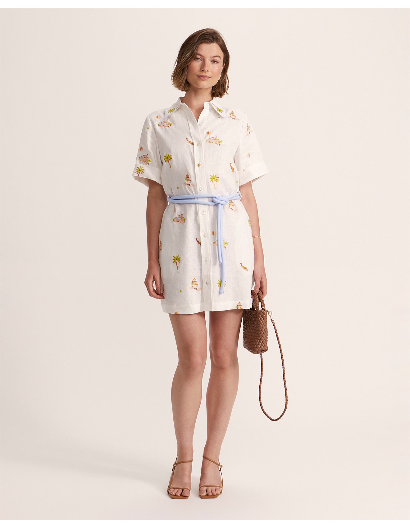 Saba Lucia Linen Scallop Mini Dress | David Jones