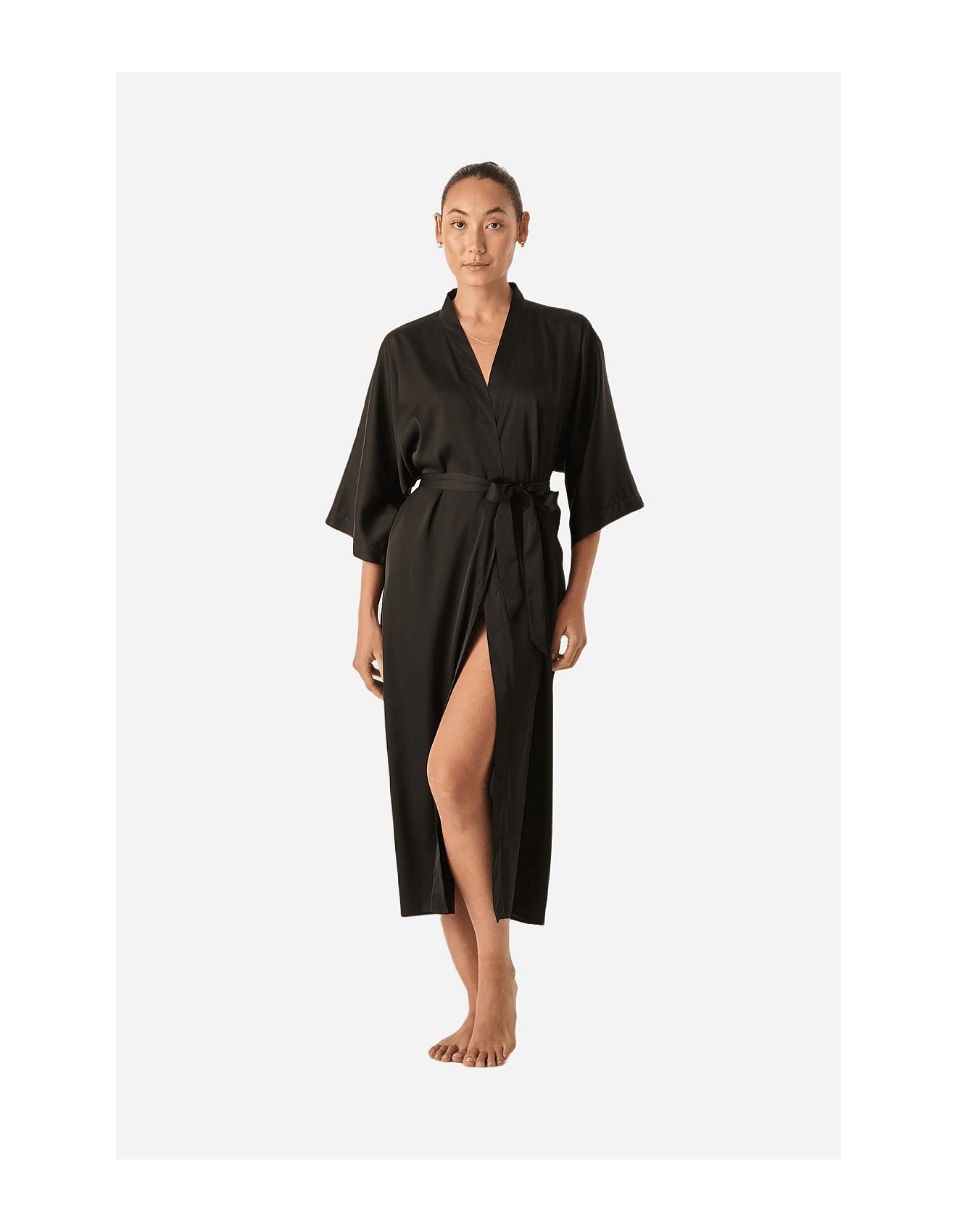 Gingerlilly Black Silky Satin Robe | David Jones
