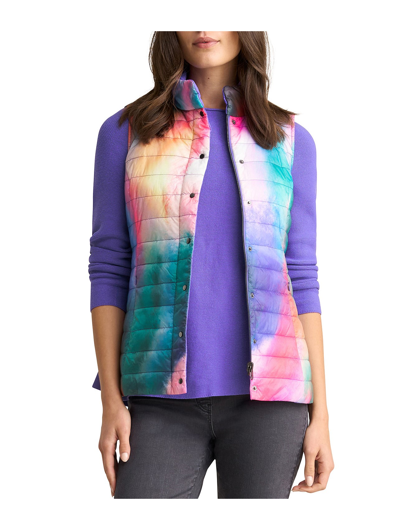 Blue Illusion Multicolour/purple Iris Reversible Puffer Vest | David Jones