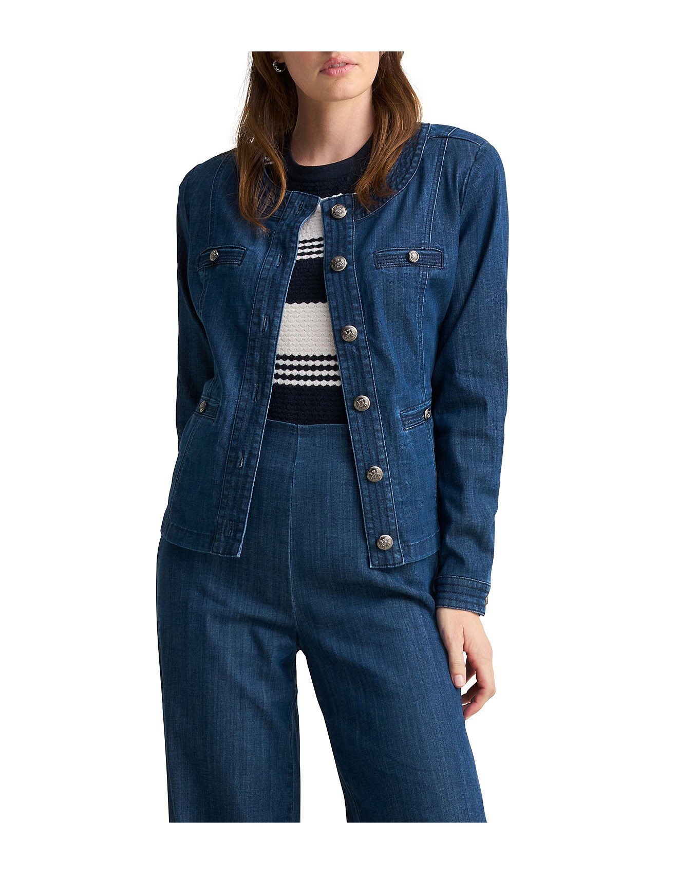 Blue Illusion Mid-blue Stitch Detail Denim Jacket | David Jones