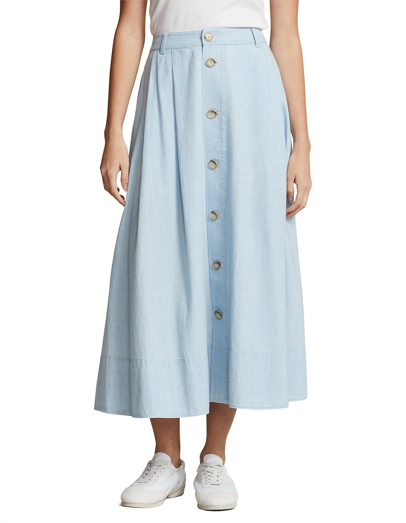 Polo Ralph Lauren Button-front Chambray Skirt | David Jones